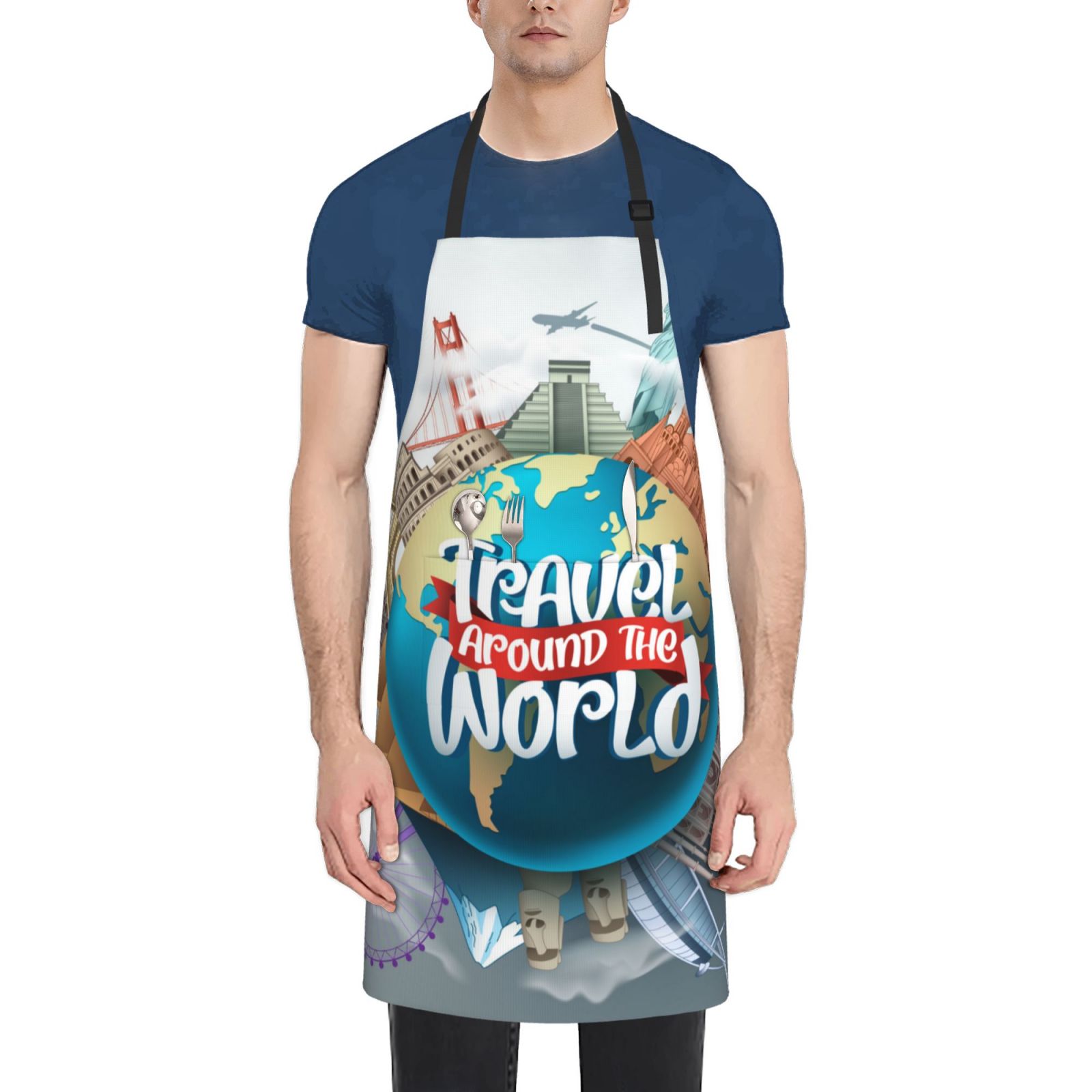 Lsque Travel Around The World Waterproof Apron Chef Aprons for Men ...