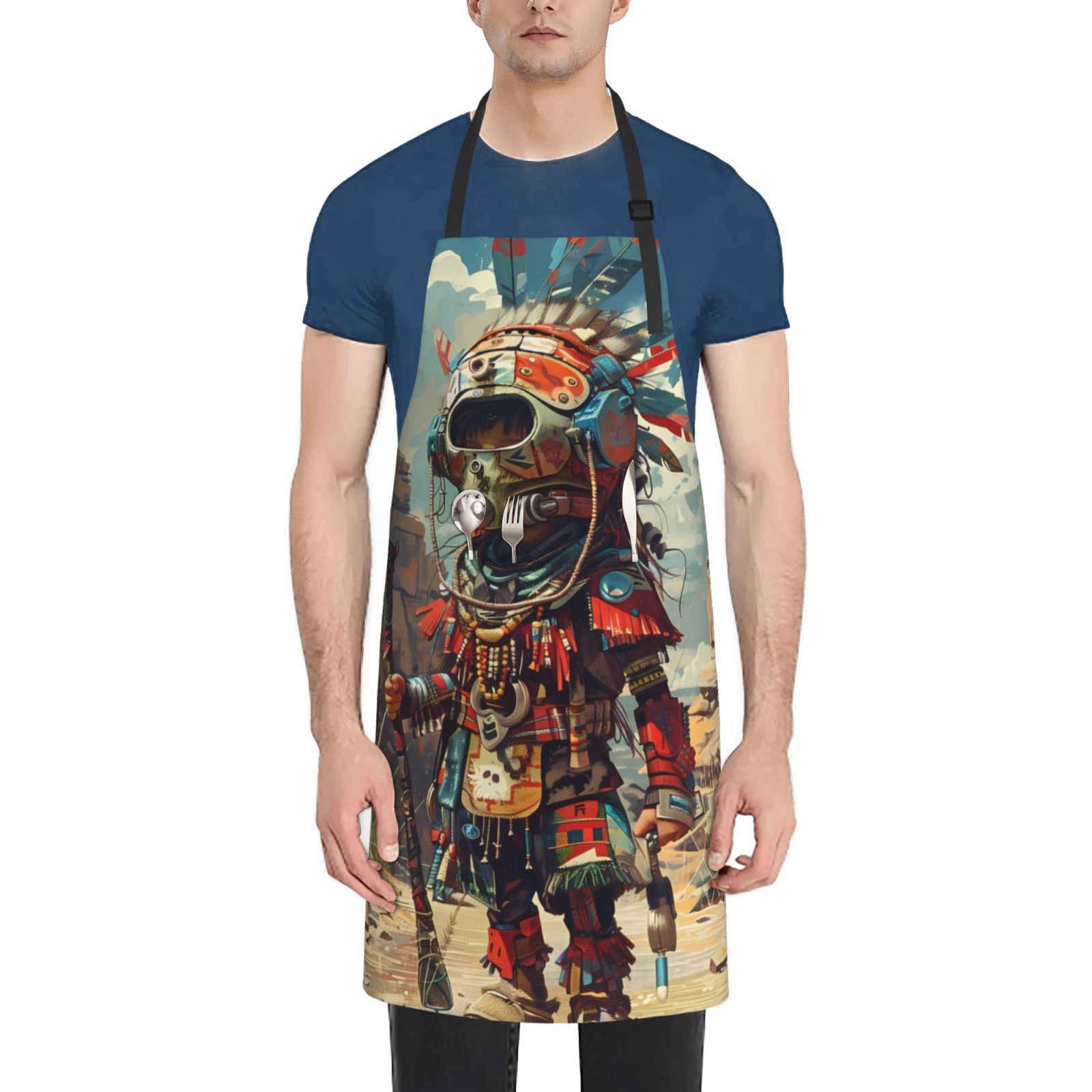 Lsque Tribal Futuristic Warrior Waterproof Apron Chef Aprons for Men ...