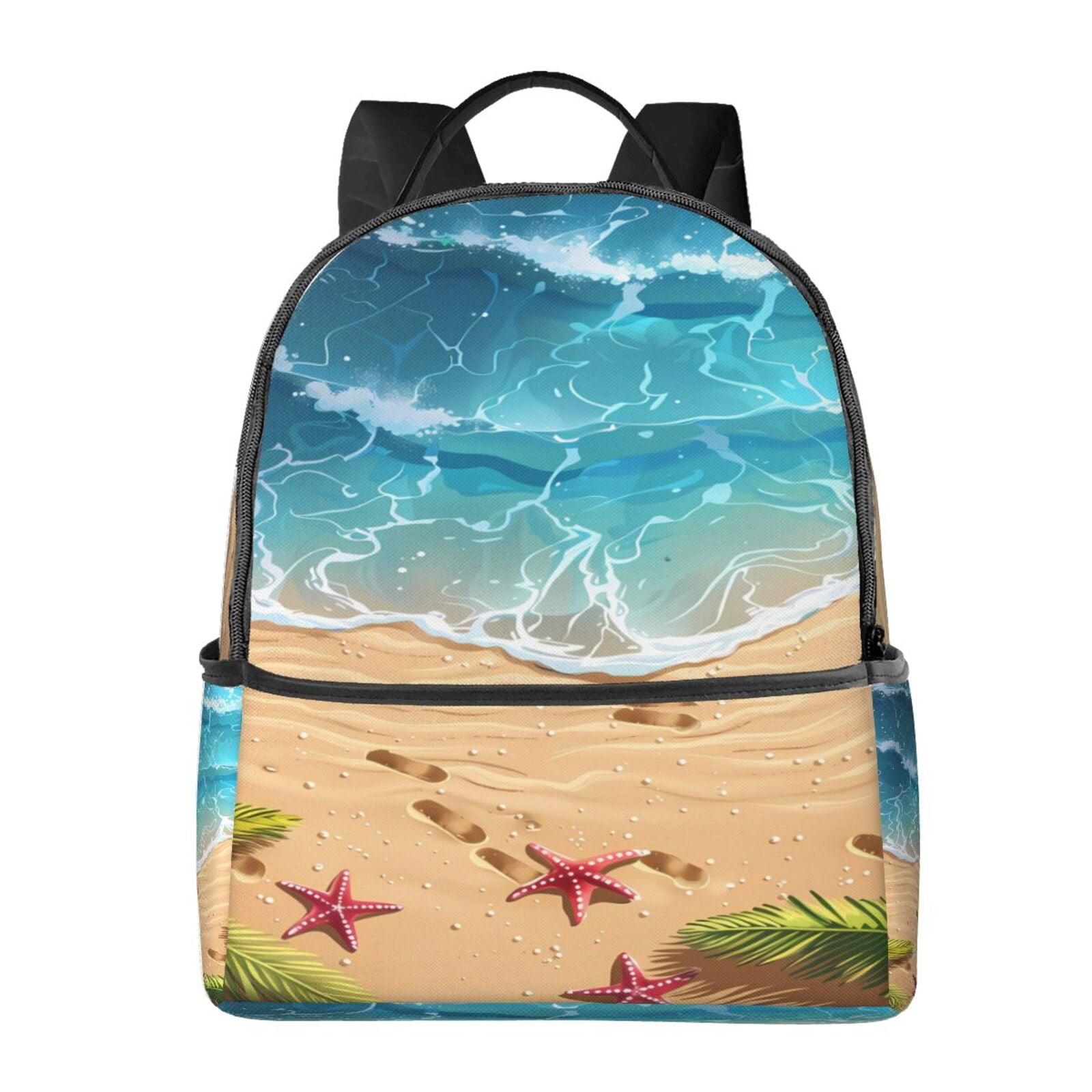 Lsque Tropical Beach With Starfish Pattern Backpack – School Travel ...