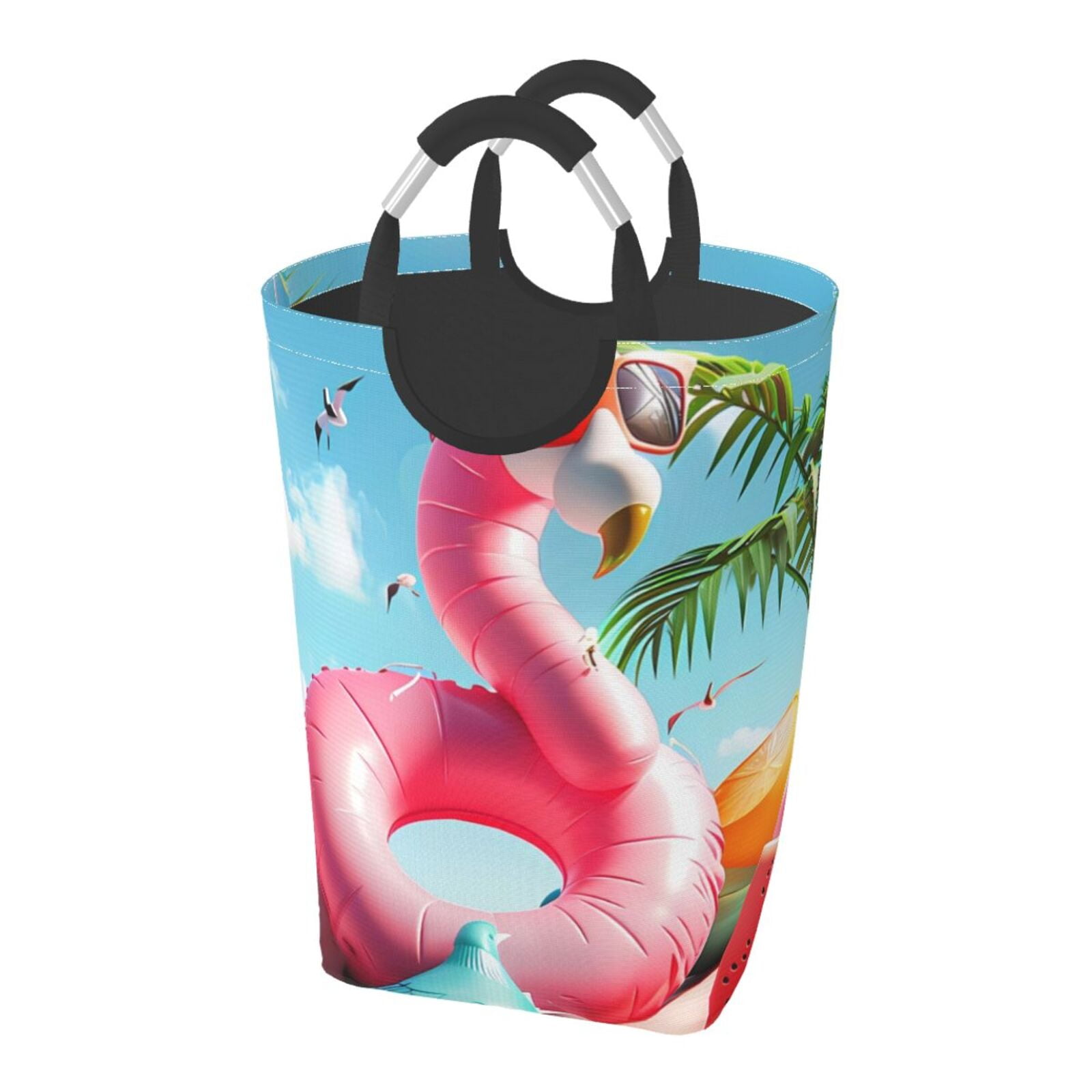 Lsque Tropical Flamingo Pool Float Laundry Basket, Laundry Hamper ...