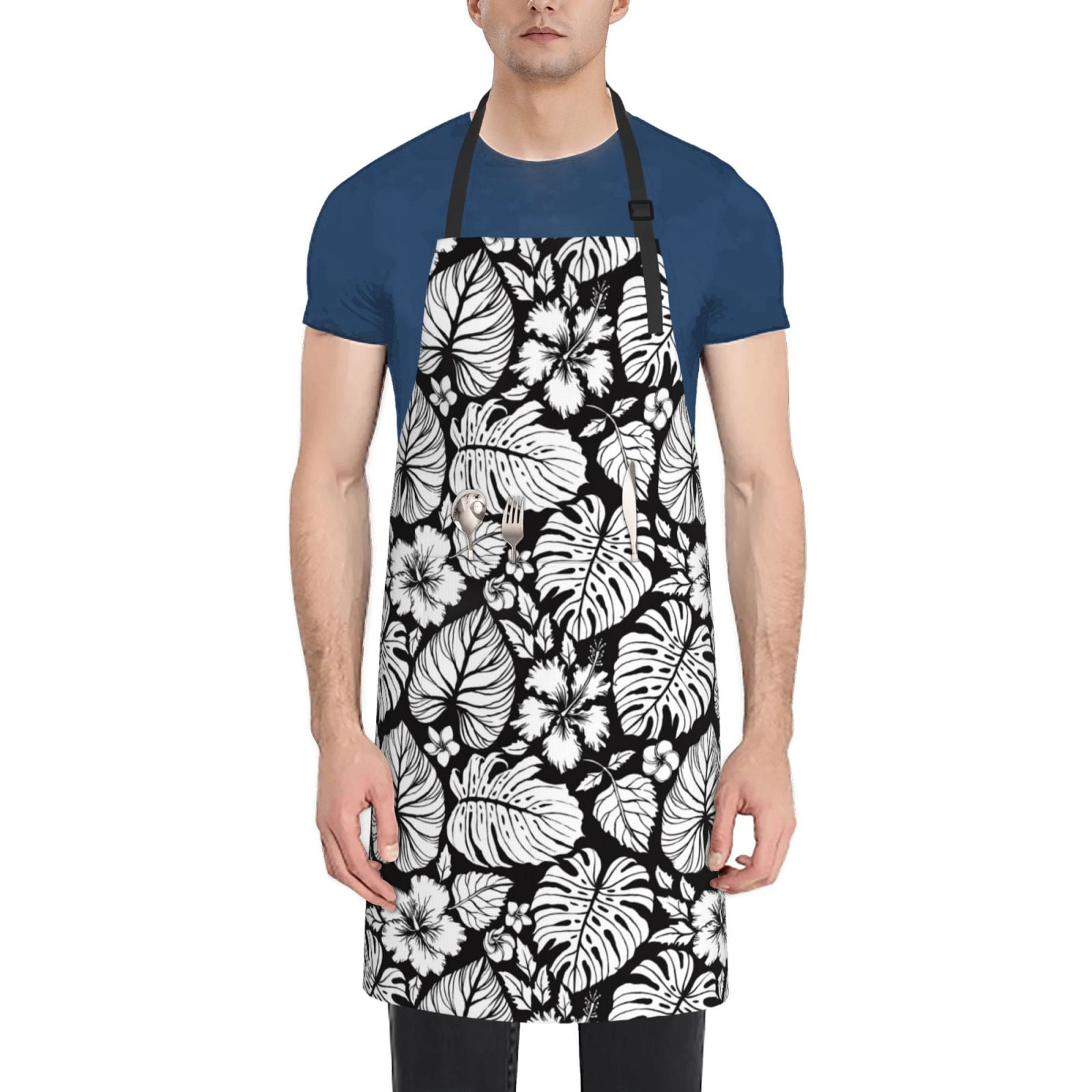 Lsque Tropical Leaves Waterproof Apron Chef Aprons for Men Heavy Duty ...