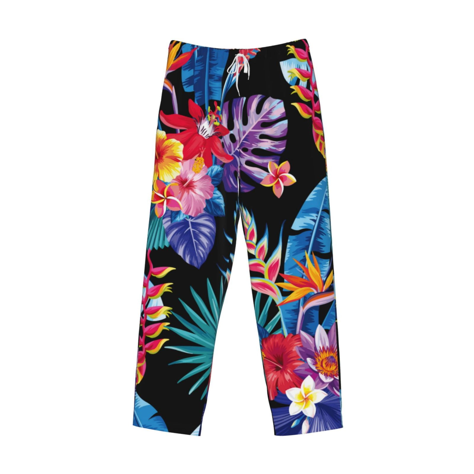 Lsque Tropical Palm Leaves Print Men's Pajama Pants, Lounge Pant ...