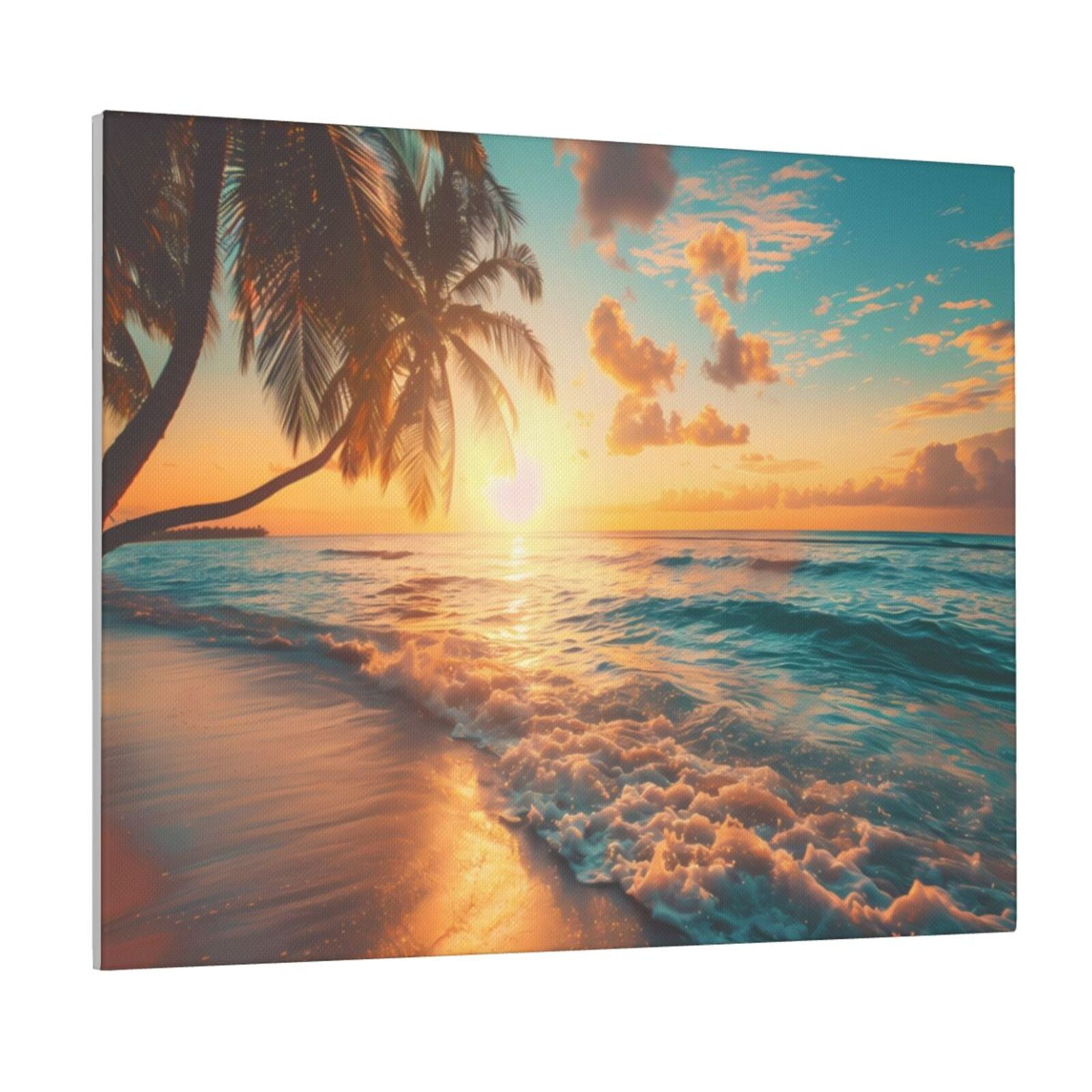 Lsque Tropical Sunset Beach Scene Print Wall Art – Decorative Picture ...