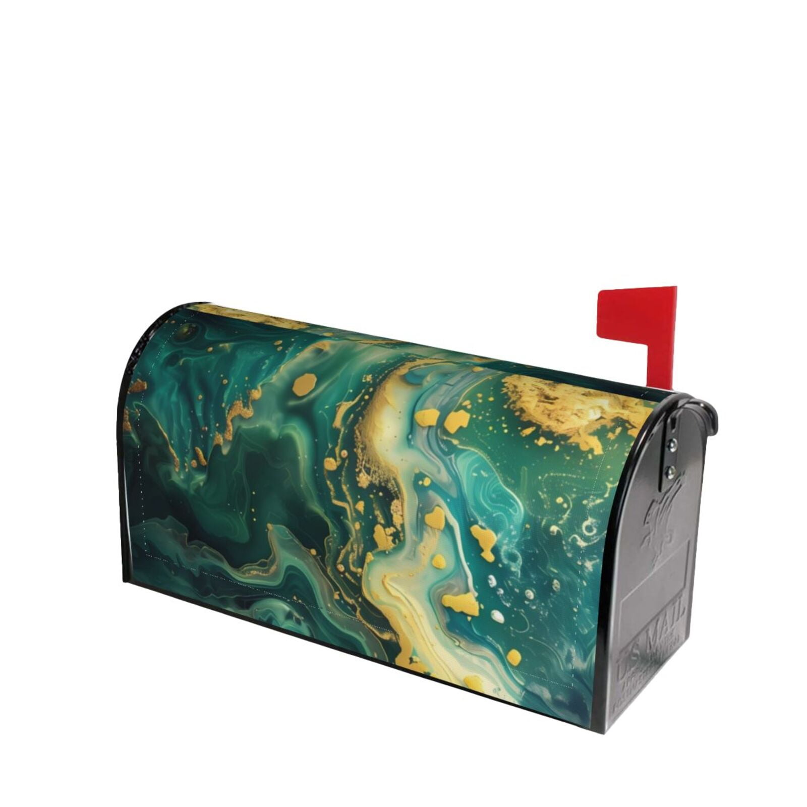 Lsque Turquoise Golden Swirl Mailbox Cover Standard Size ,Magnetic ...