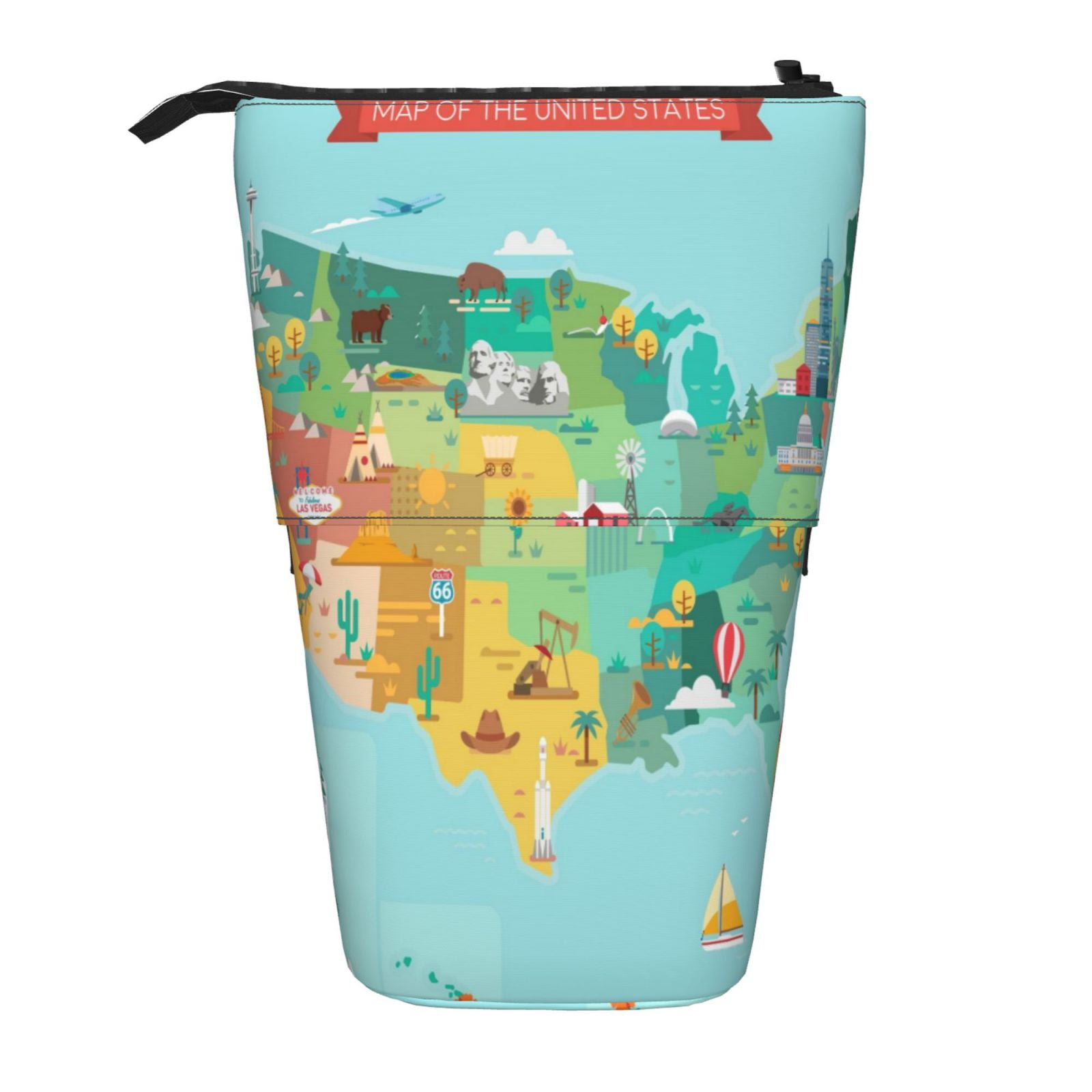Lsque USA Tourist Map Pattern Telescopic Pencil Bag Pen Holder ...
