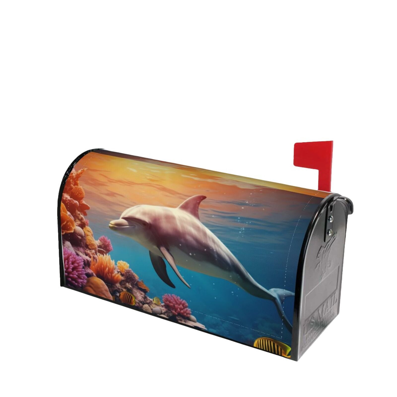 Lsque Underwater Plant Dolphin Mailbox Cover Standard Size ,Magnetic ...