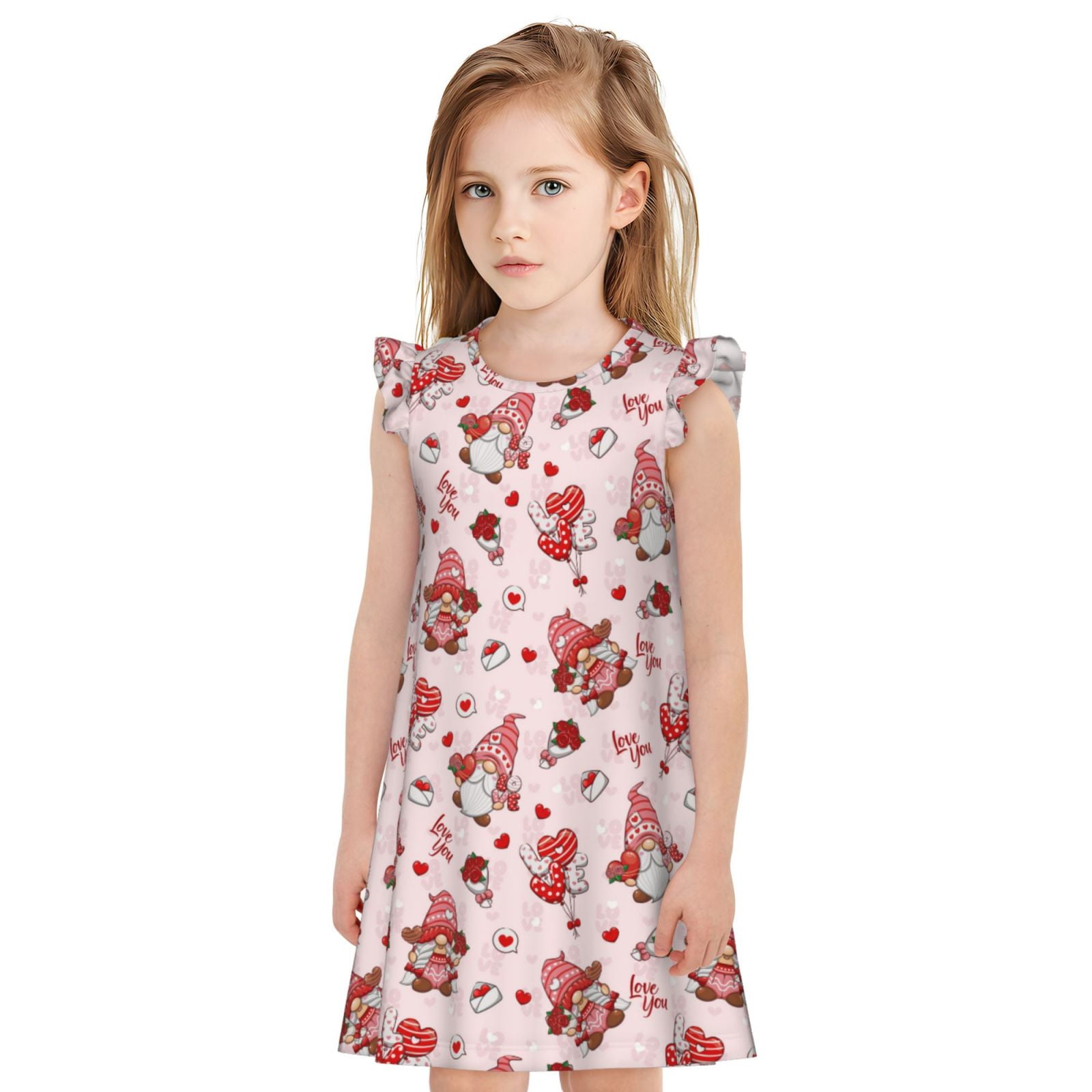 Lsque Valentine's Day gnome Printed Girls' Nightgown, Soft & Cute ...