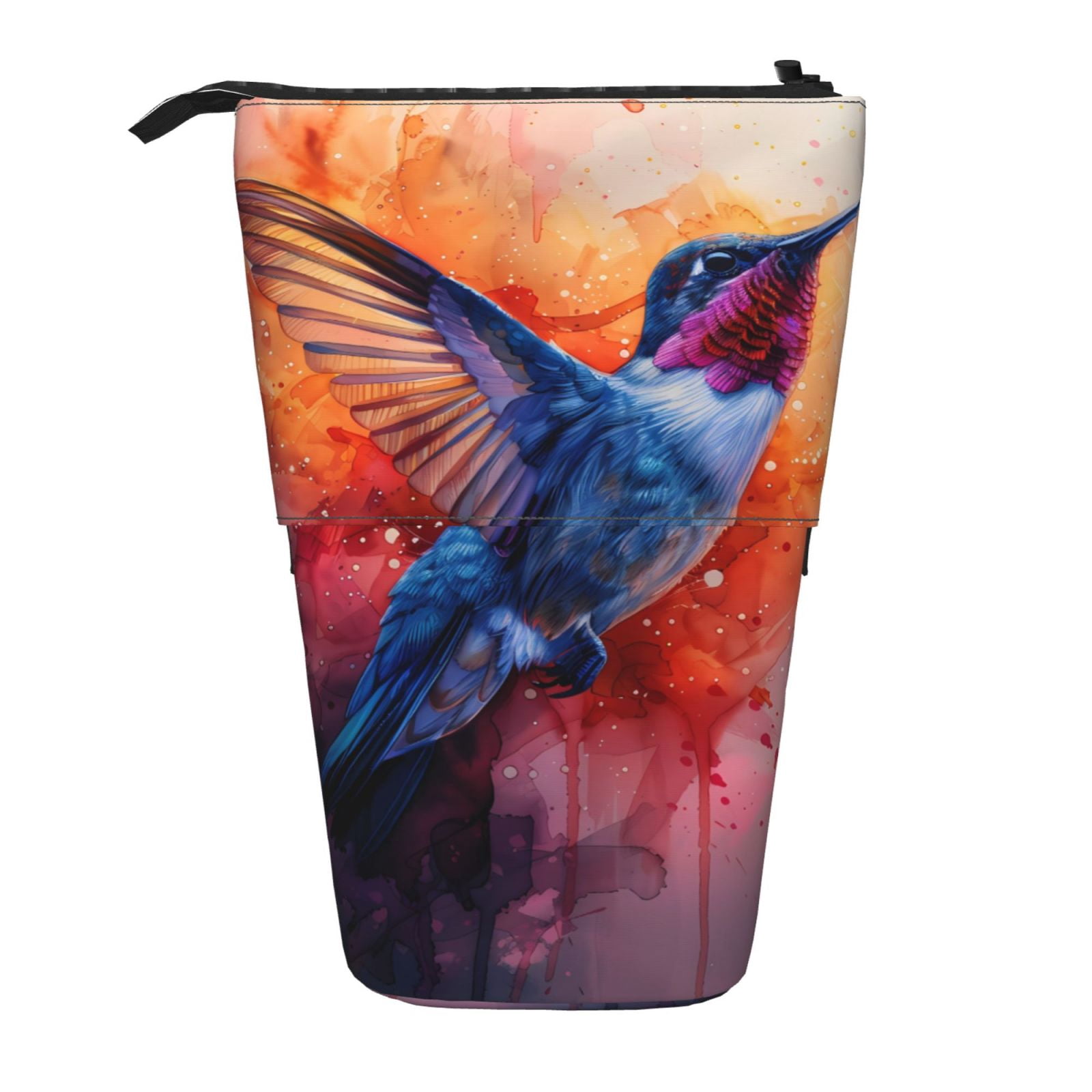 Lsque Vibrant Hummingbird Watercolor Art Pattern Telescopic Pencil Bag ...