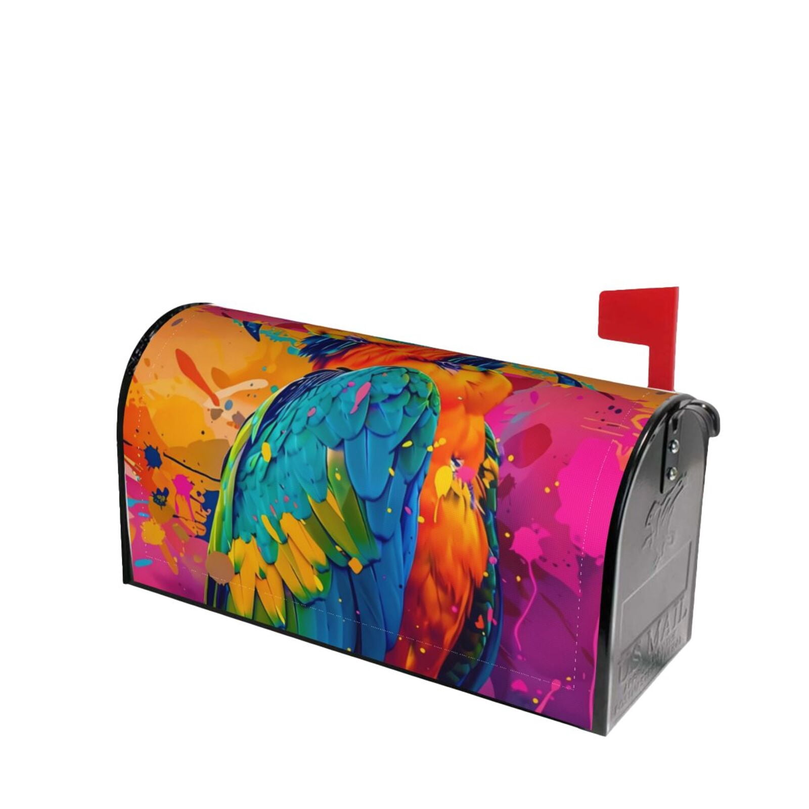 Lsque Vibrant Parrot Splash Art Mailbox Cover Standard Size ,Magnetic ...