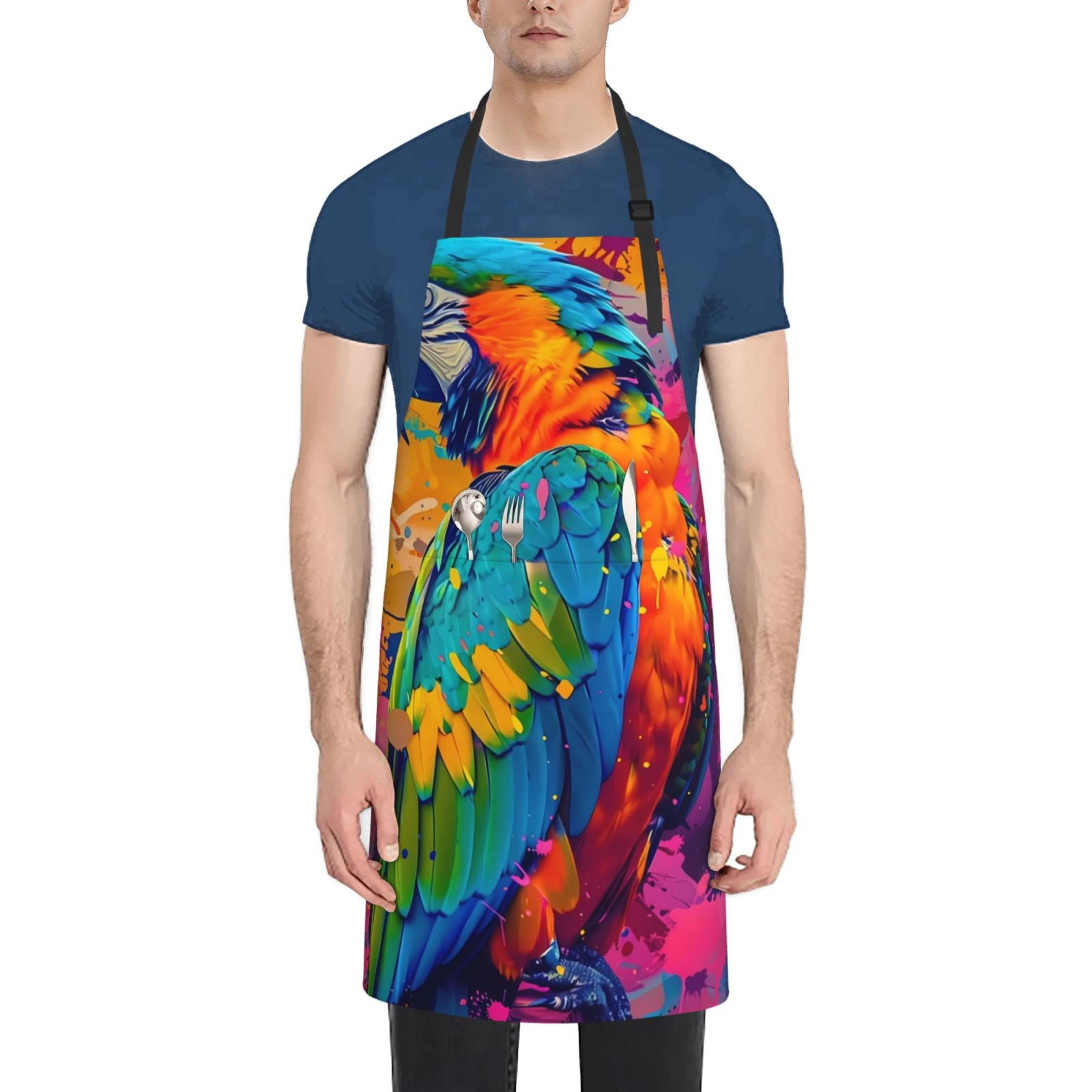 Lsque Vibrant Parrot Splash Art Waterproof Apron Chef Aprons for Men ...