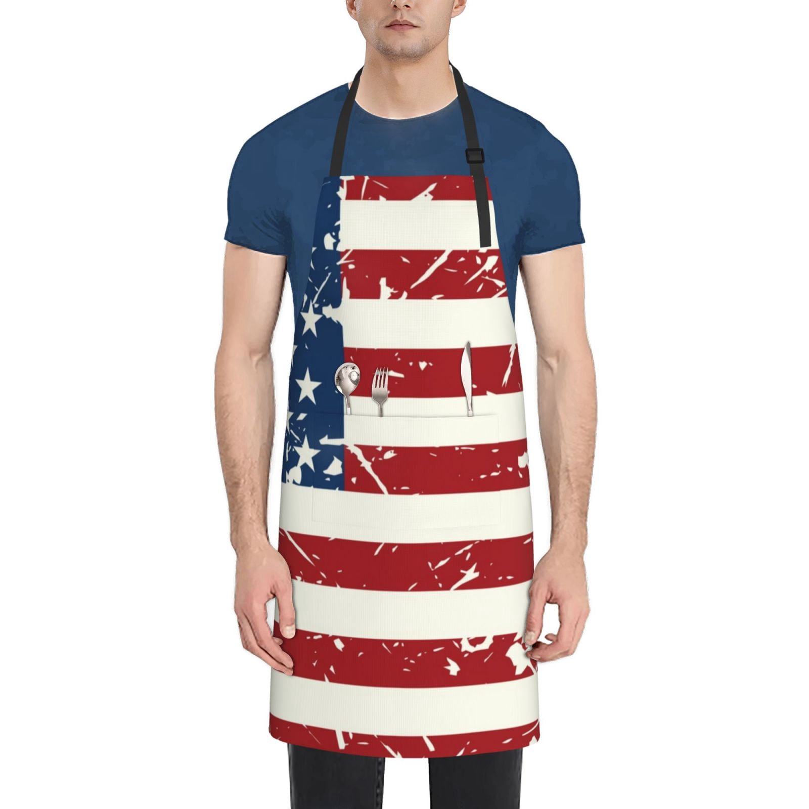 Lsque Vintage American Flag Waterproof Apron Chef Aprons for Men Heavy ...