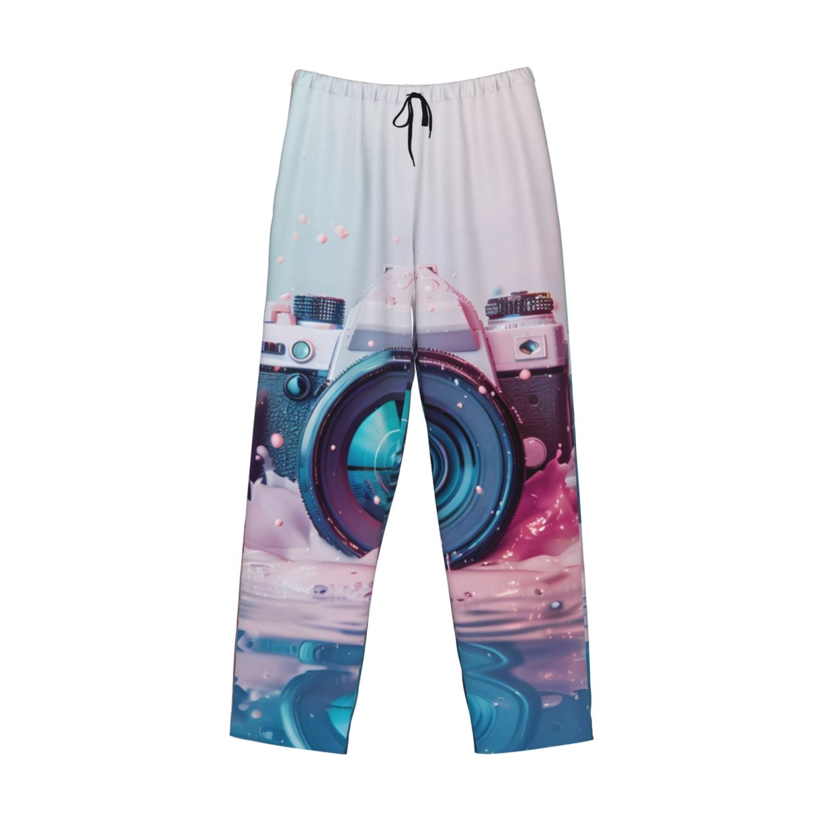 Lsque Vintage Camera Splash Art Print Men's Pajama Pants, Lounge Pant ...