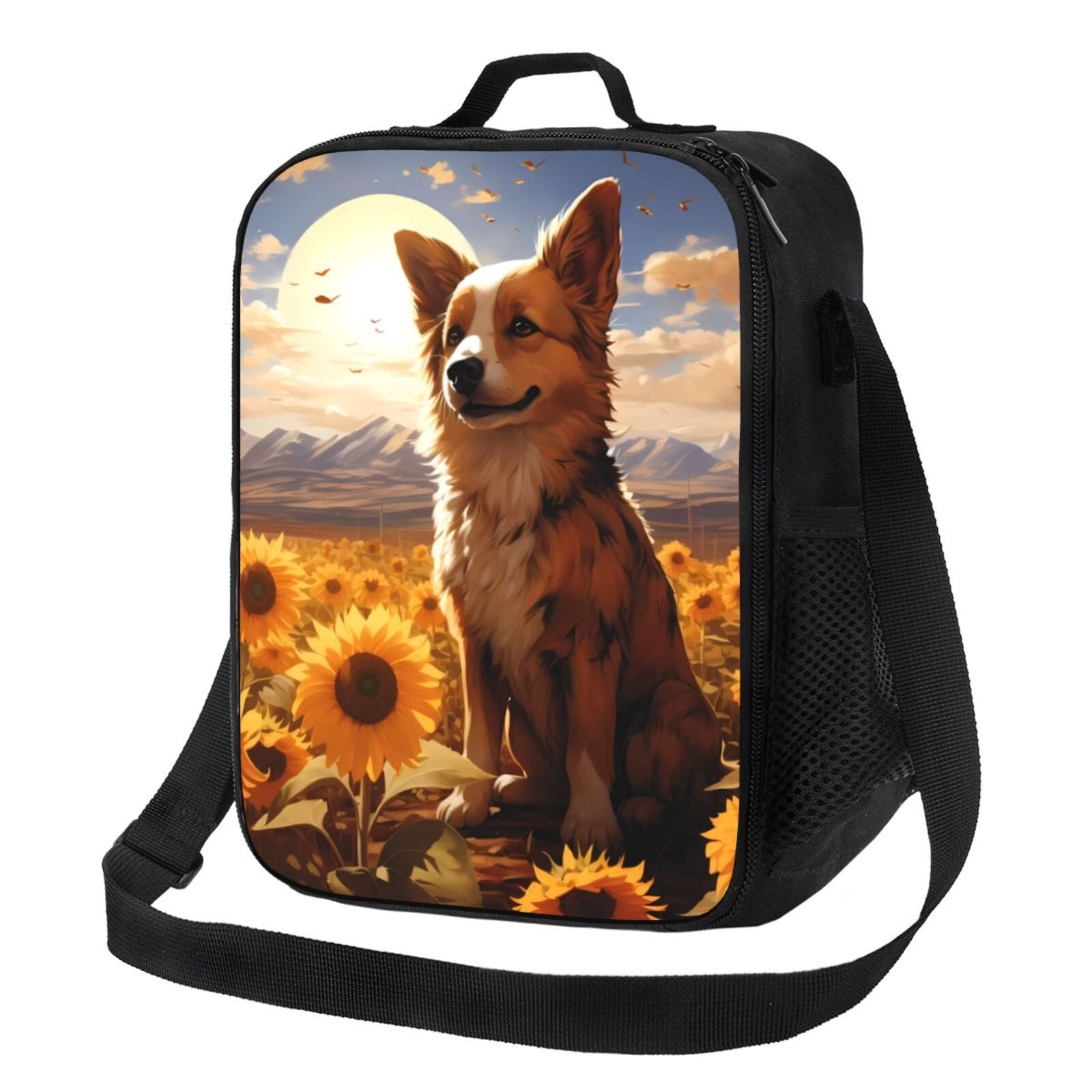 Lsque Vintage Cute Corgi Sunflower Lunch Bag Lunch Box for Women Men ...
