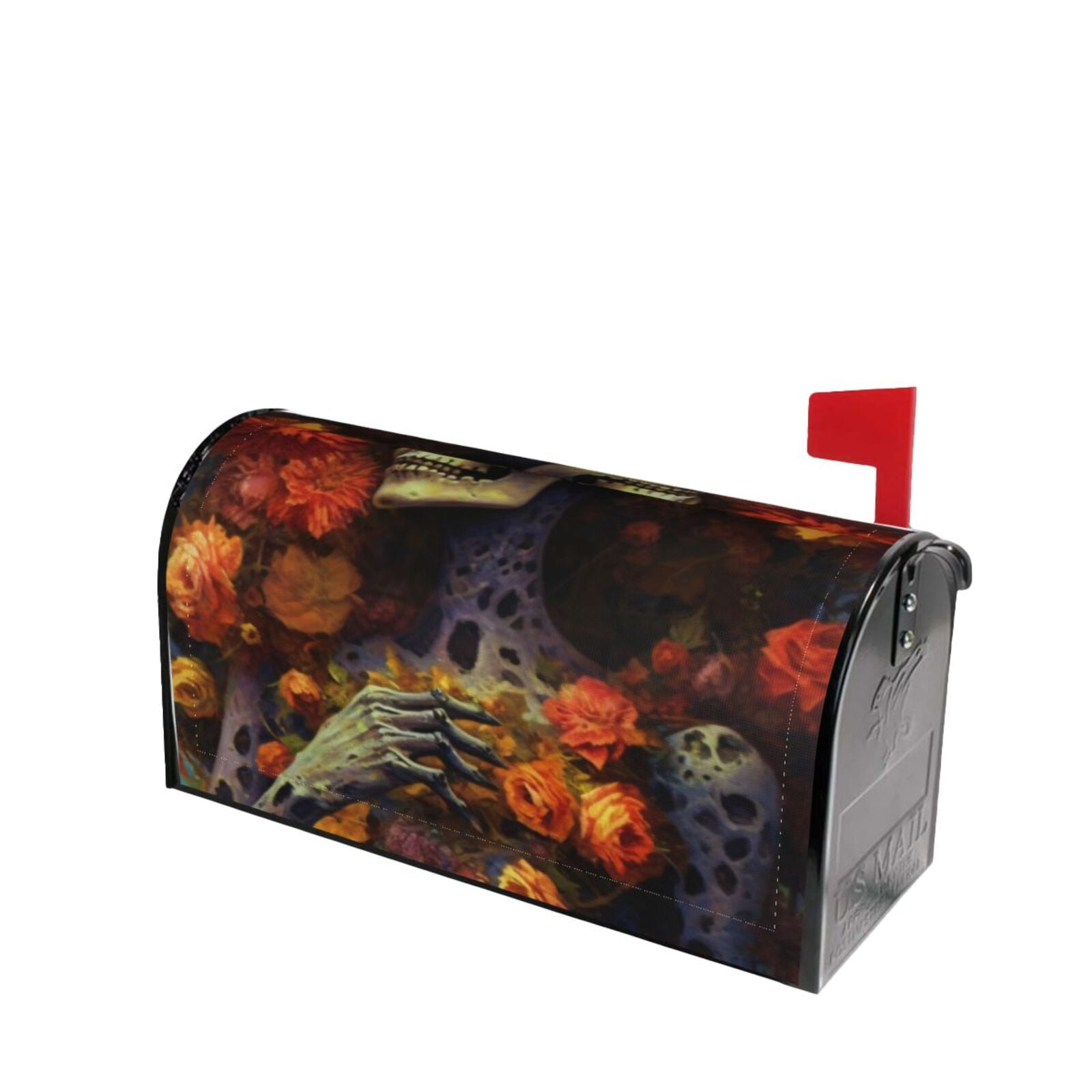 Lsque Vintage Floral Skull Mailbox Cover Standard Size ,Magnetic ...