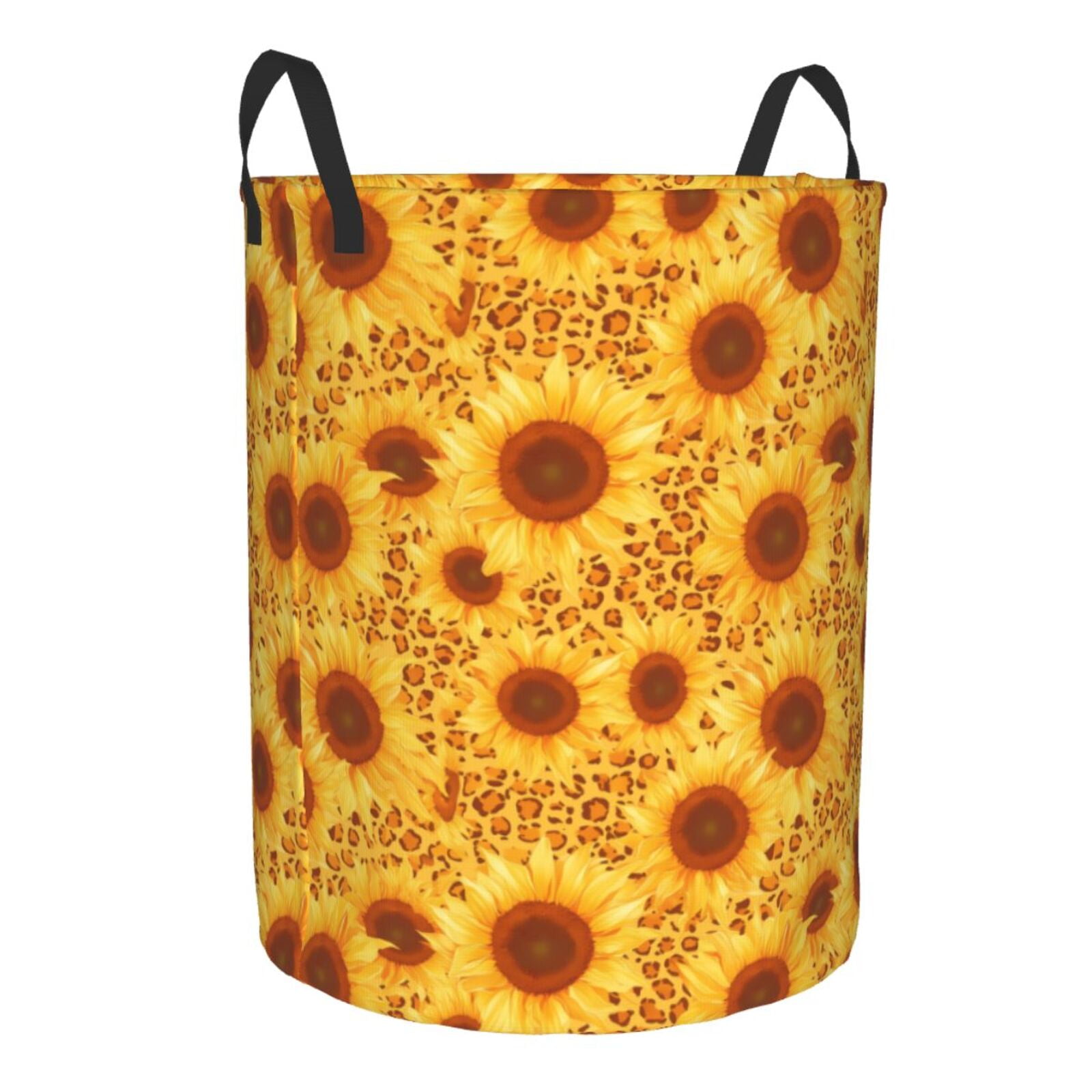 Lsque Vintage Leopard Print Sunflower pattern Laundry Hamper Basket ...