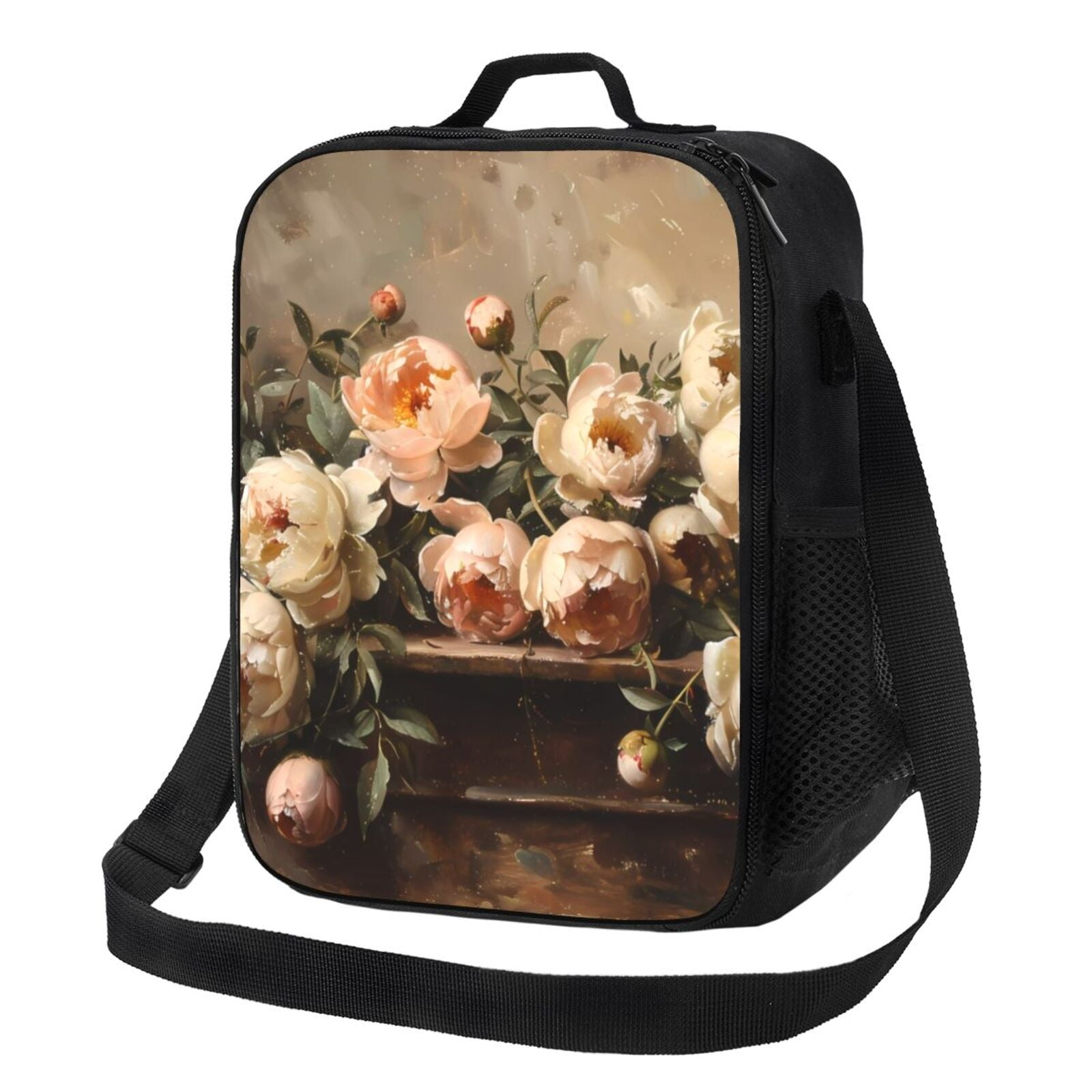 Lsque Vintage Peonies Rustic Charm Lunch Bag Lunch Box for Women Men ...
