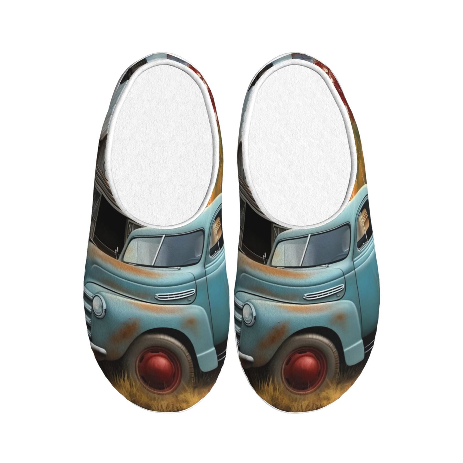 Lsque Vintage Truck Farm Scene Pattern Womens Comfort Cotton on Scuff ...