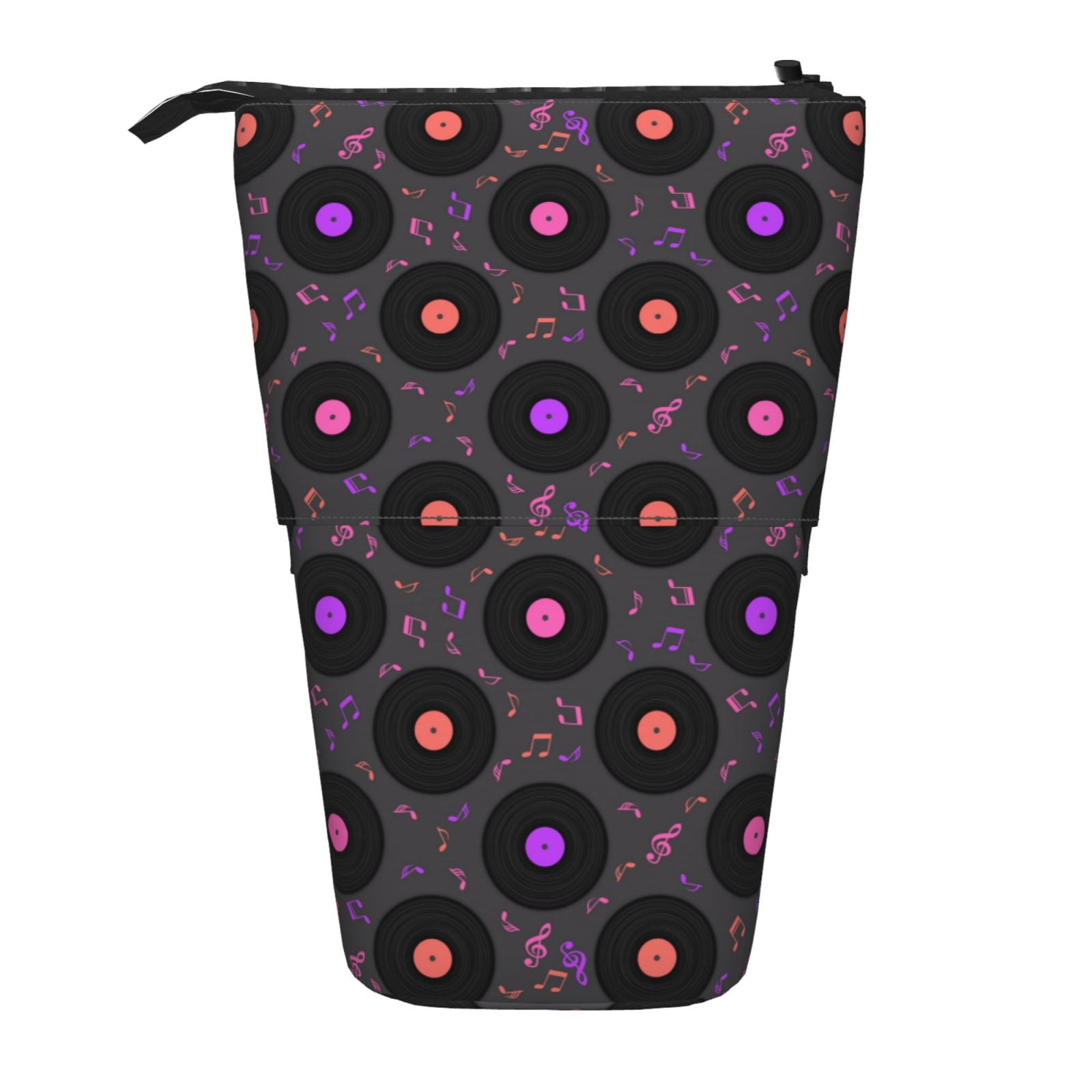 Lsque Vinyl Records Musical Notes Pattern Telescopic Pencil Bag Pen ...