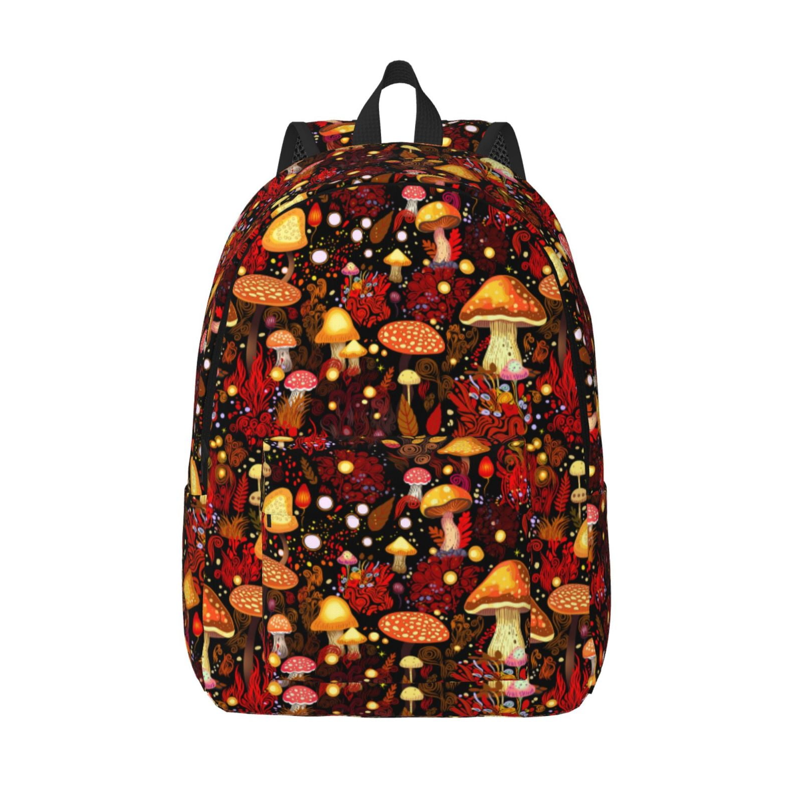 Lsque Warm Plants and Mushrooms Pattern Canvas Daypack, Durable ...