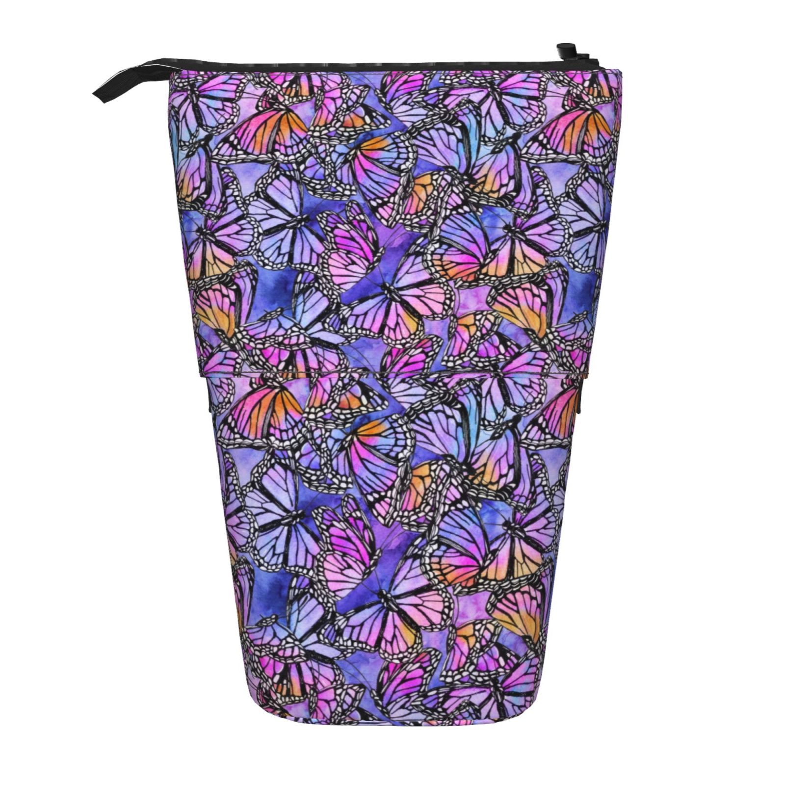 Lsque Watercolor Butterflies Pattern Telescopic Pencil Bag Pen Holder ...