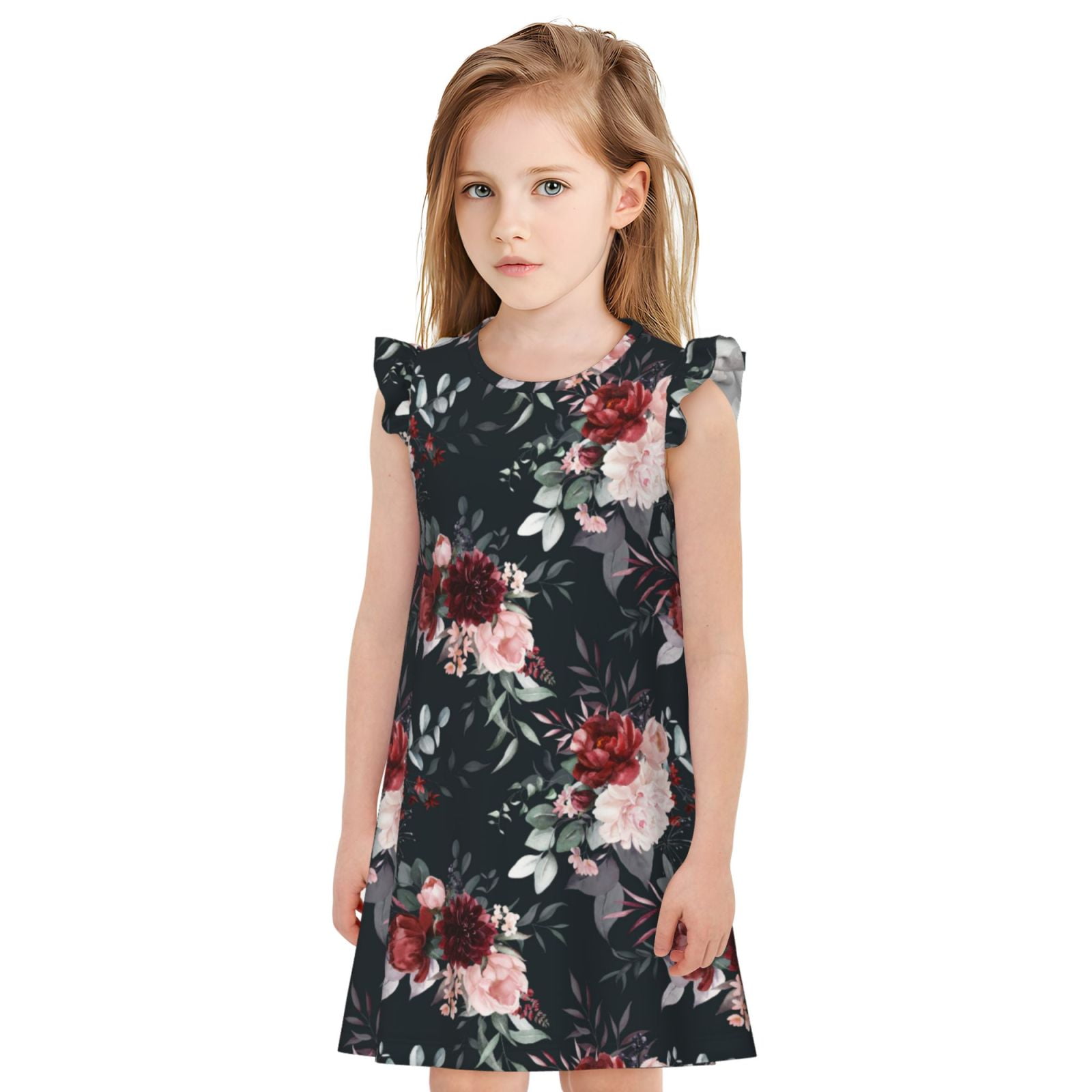 Lsque Watercolor Floral Printed Girls' Nightgown, Soft & Cute Pajamas ...