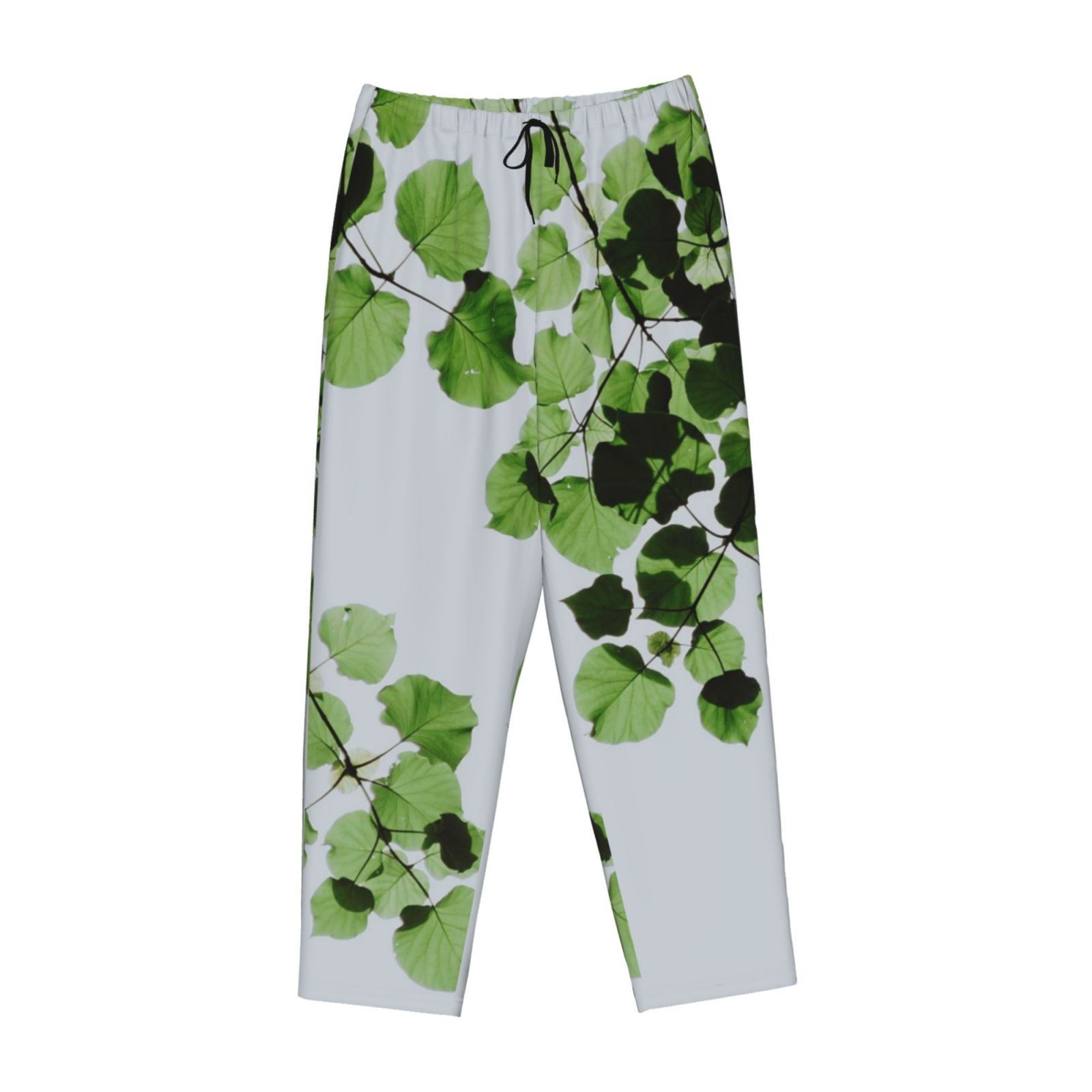Lsque Watercolor Green Leaves Print Women's Pajama Pants, Lounge Pant ...
