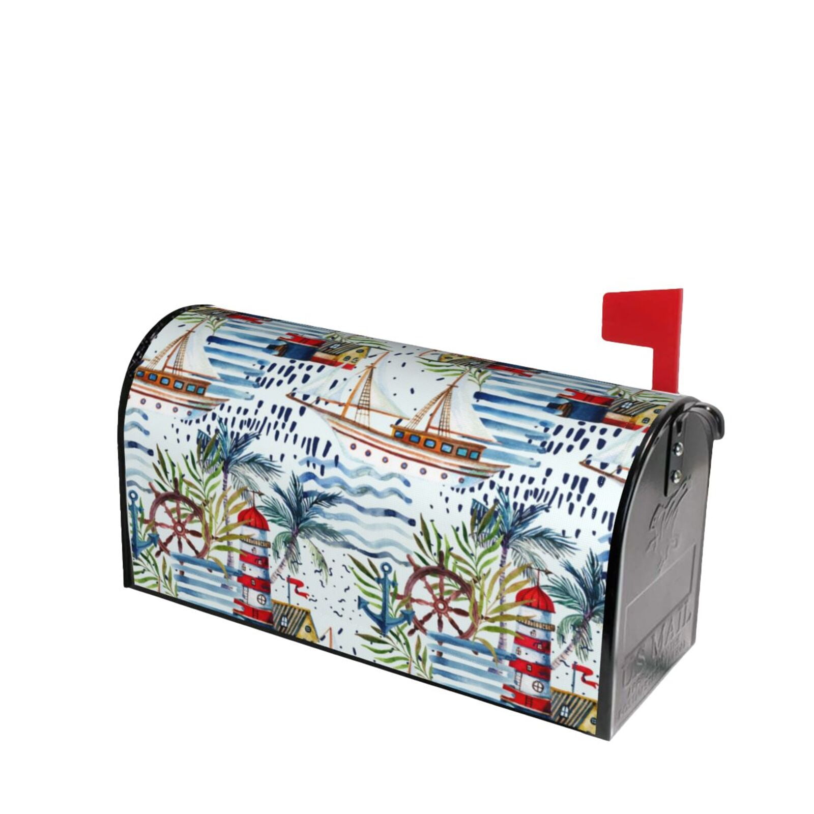 Lsque Watercolor Sailboat Mailbox Cover Standard Size ,Magnetic Mailbox ...