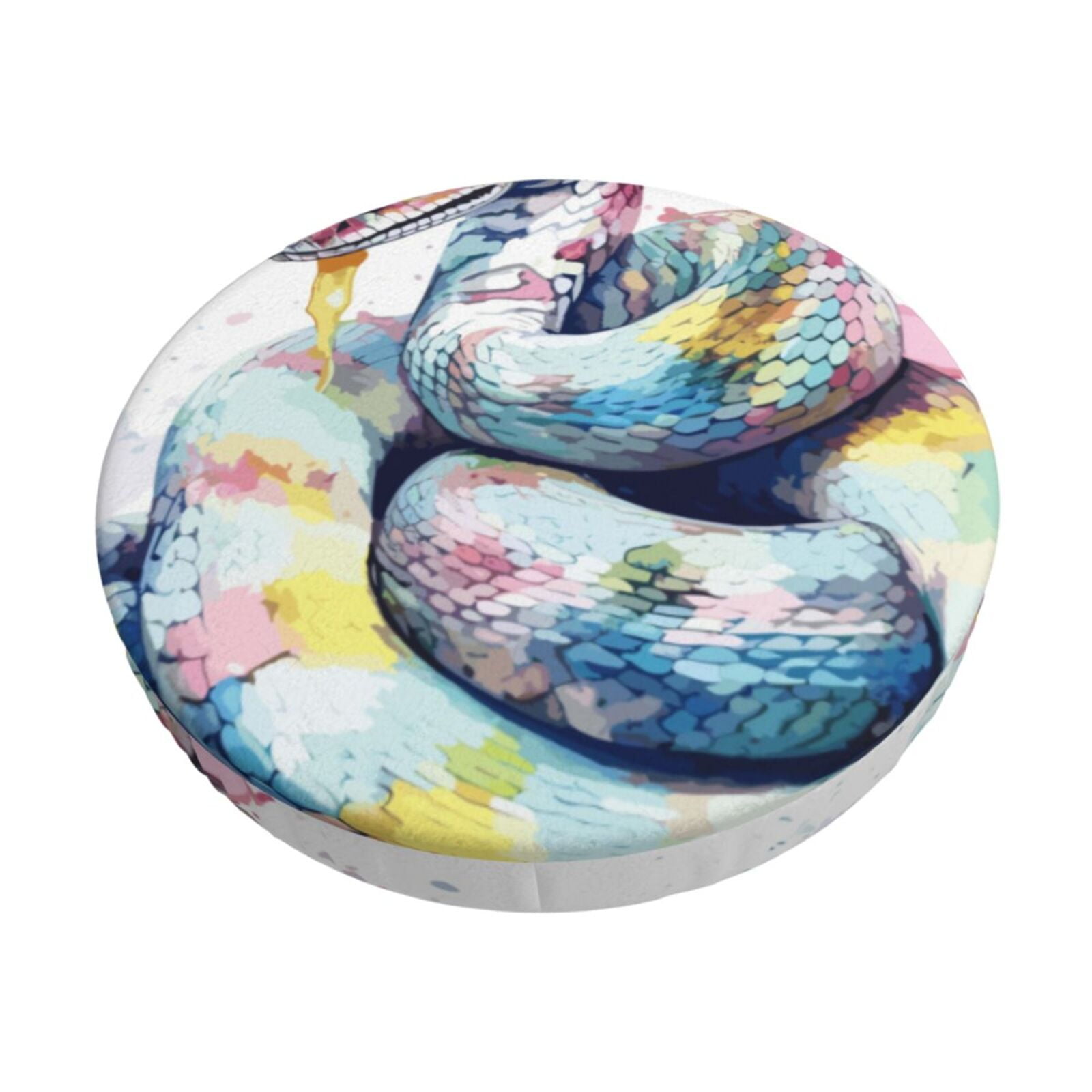 Lsque Watercolor Snake Pattern Round Bar chair cushion covers Velvet ...