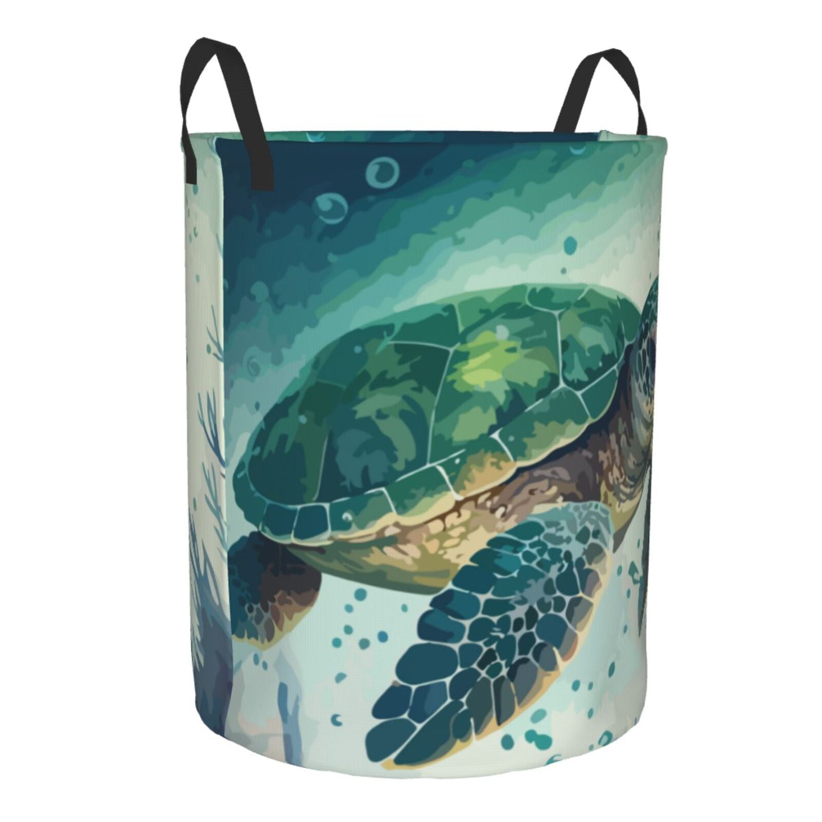 Lsque Watercolor Turtle5 pattern Laundry Hamper Basket, Tall Woven Rope ...
