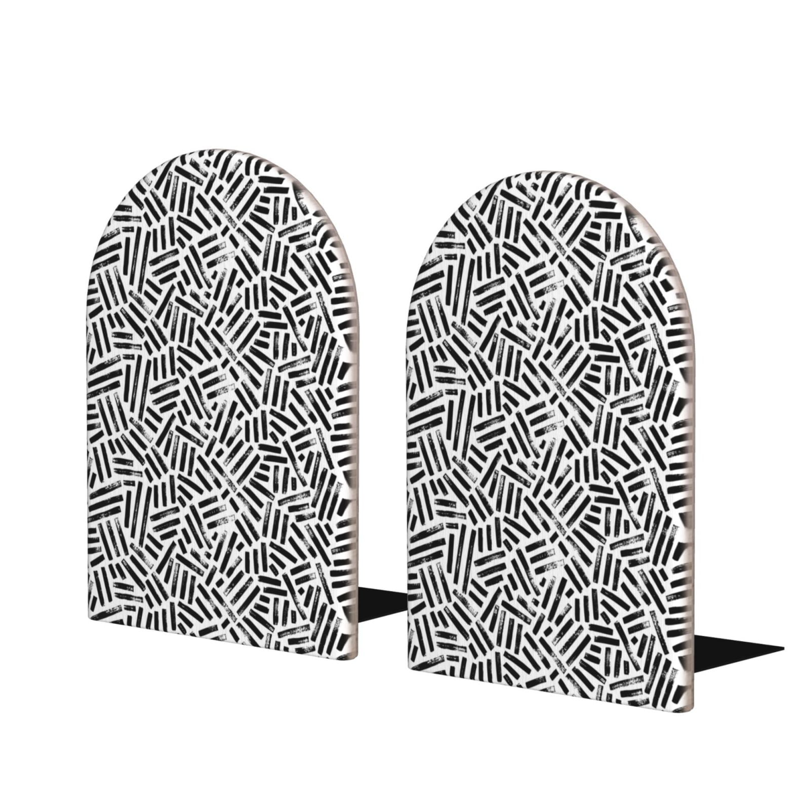 Lsque Weave Geometric Printed Wood Bookends,Non-Skid Bookend for ...