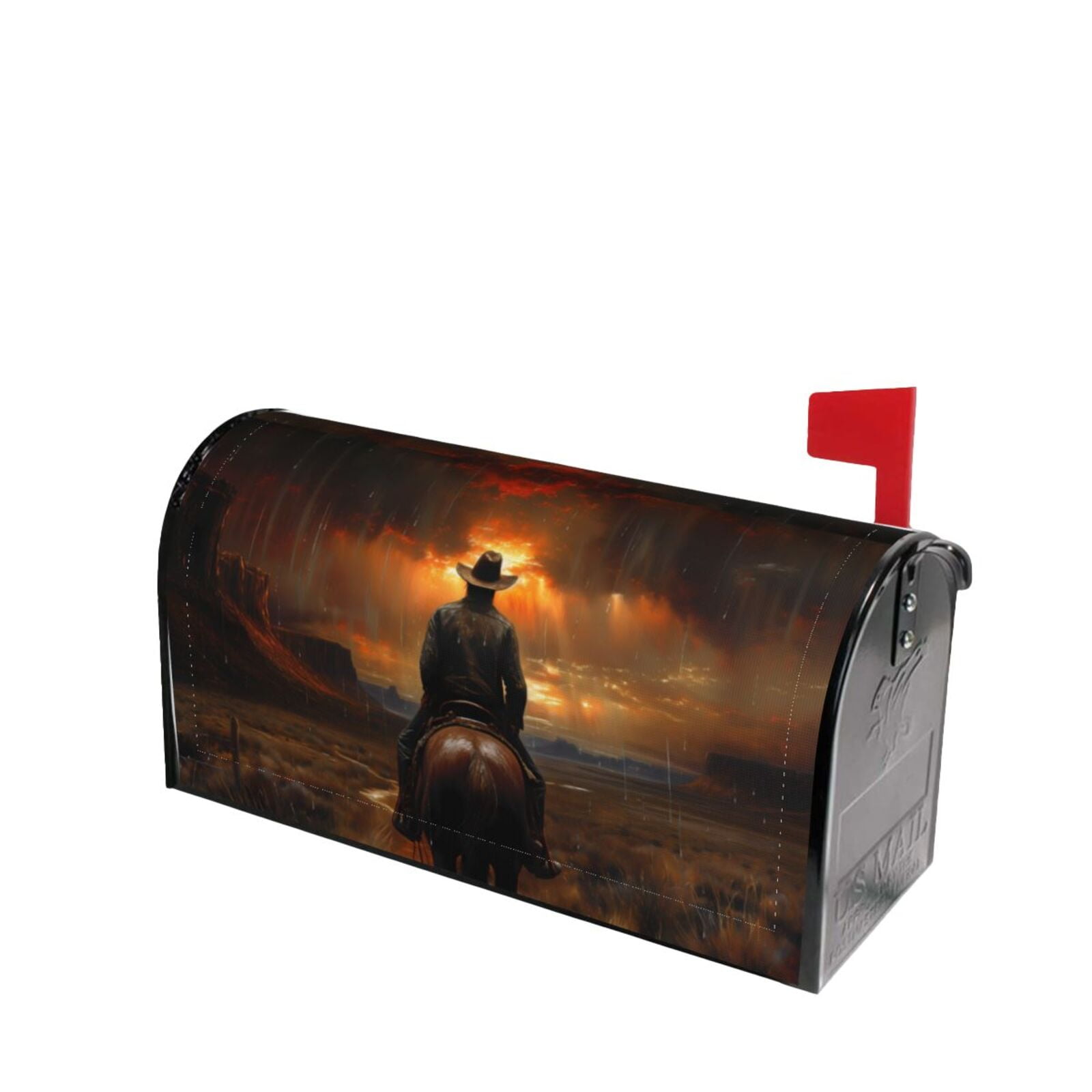 Lsque Western Rainy Desert Cowboy Mailbox Cover Standard Size ,Magnetic ...