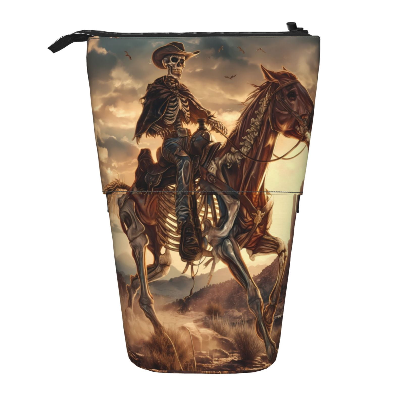 Lsque Western Skeleton Cowboy Horse Pattern Telescopic Pencil Bag Pen ...