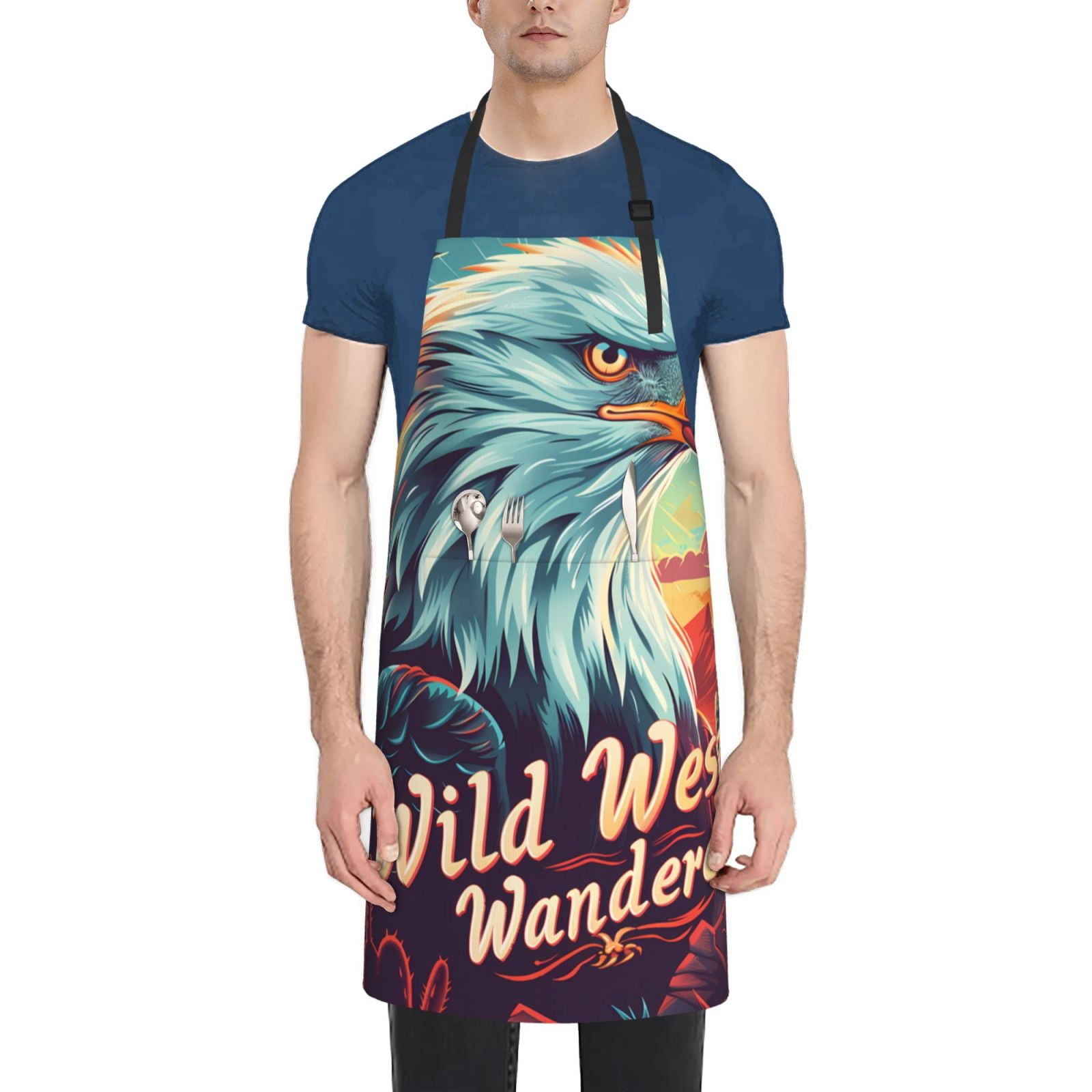 Lsque Western Style Bald Eagle Waterproof Apron Chef Aprons for Men ...