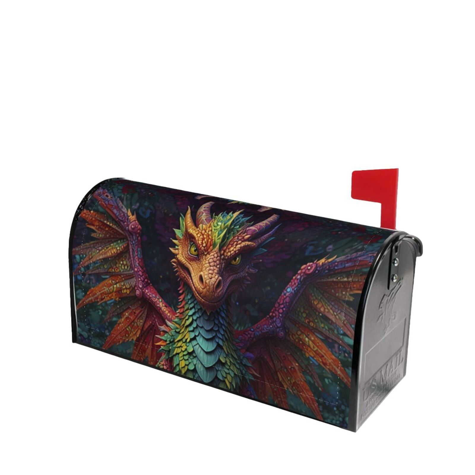 Lsque Whimsical Dragon Color Cool Mailbox Cover Standard Size ,Magnetic ...