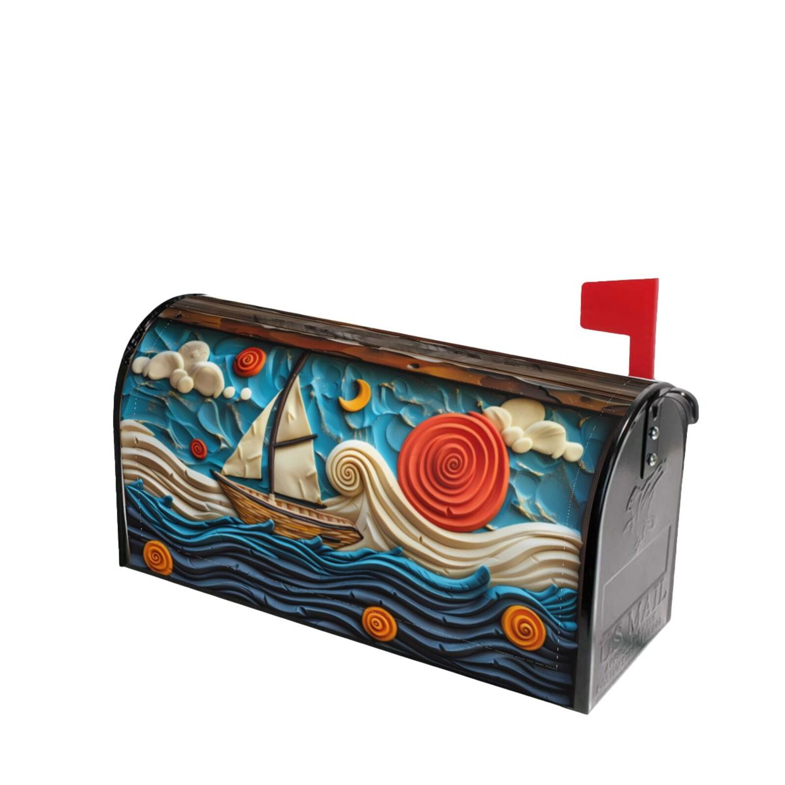 Lsque Whimsical Sailboat Ocean Art Mailbox Cover Standard Size ...
