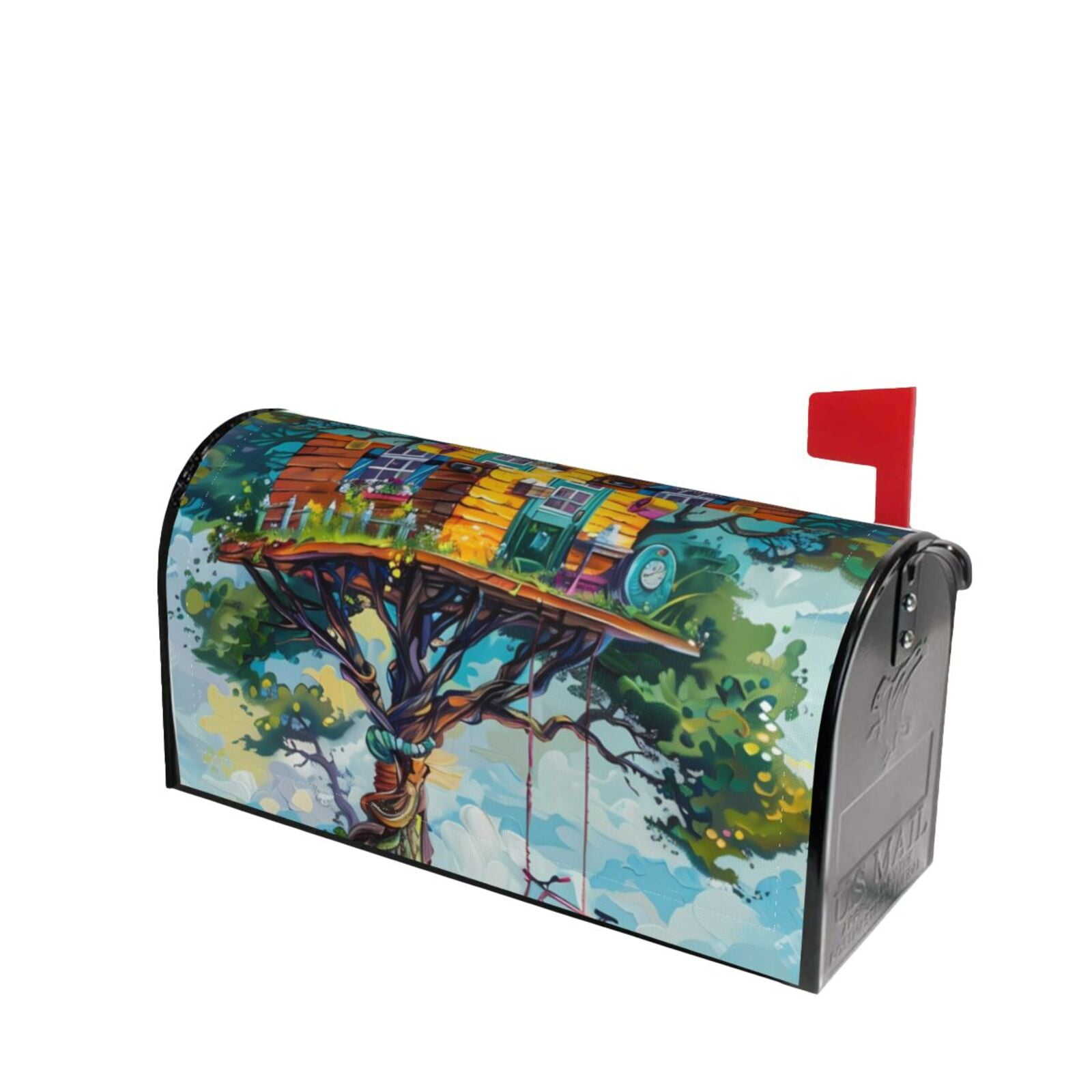 Lsque Whimsical Treehouse Painting Mailbox Cover Standard Size ...