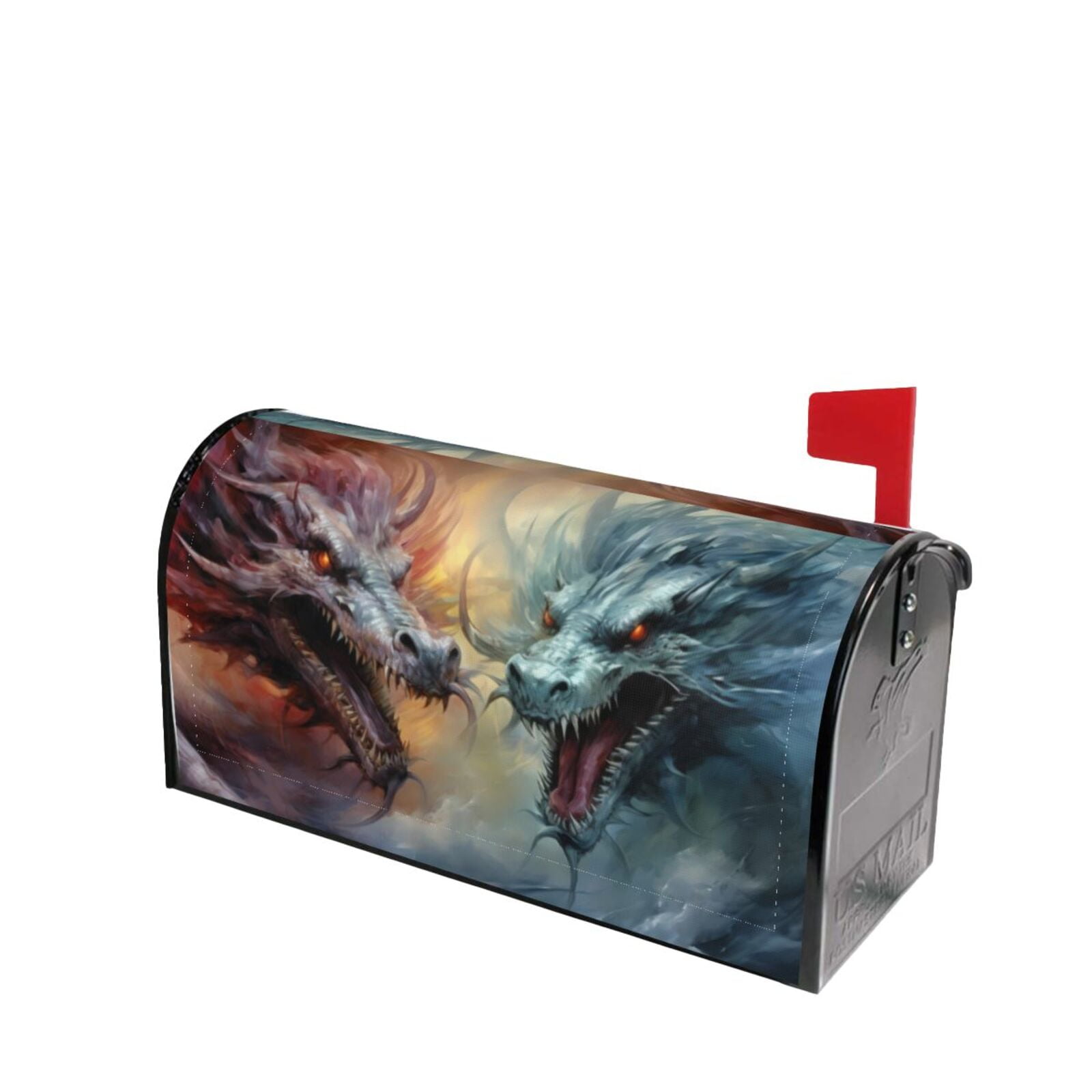 Lsque White And Red Storm Dragon Mailbox Cover Standard Size ,Magnetic ...