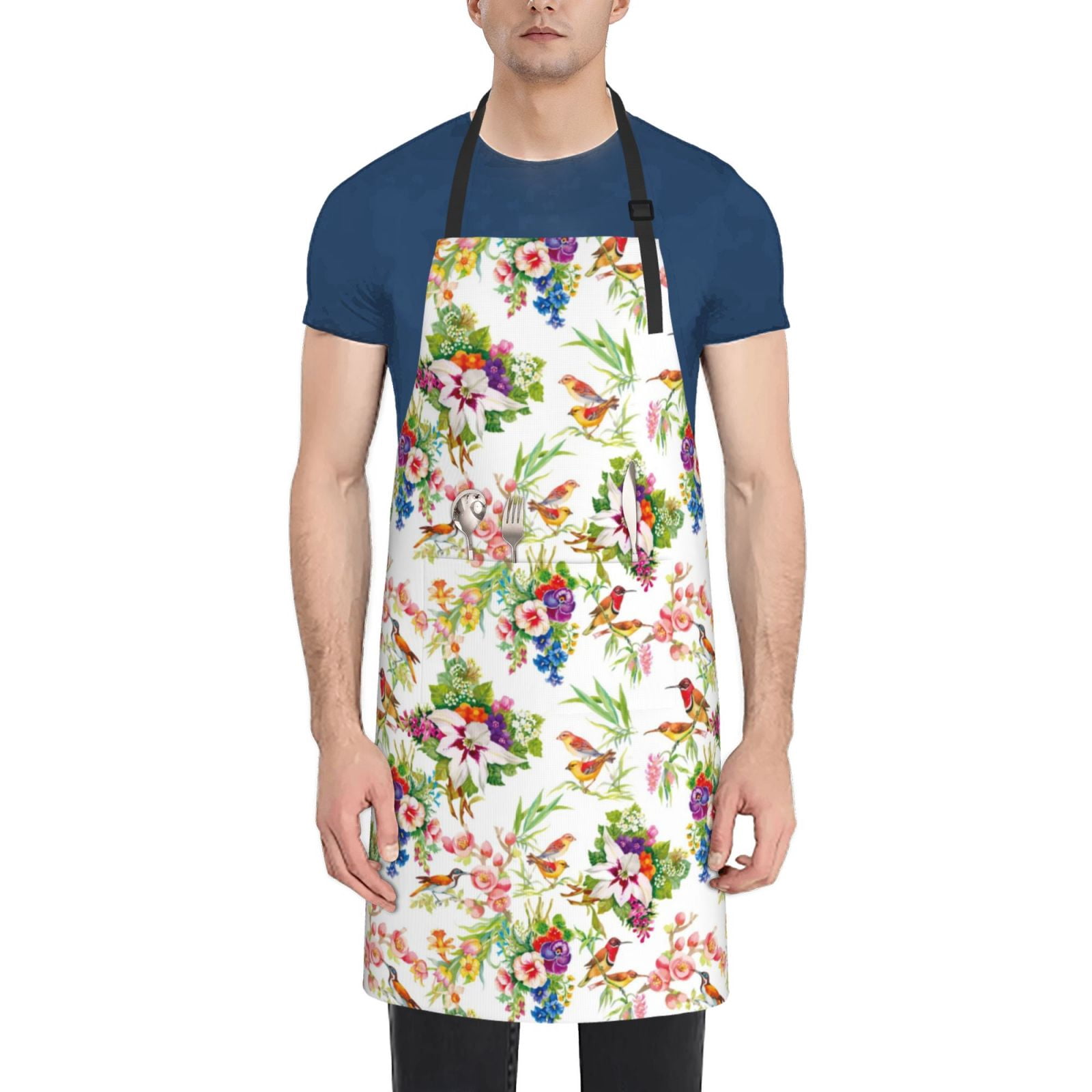 Lsque Wild Exotic Birds And Flowers Waterproof Apron Chef Aprons for ...