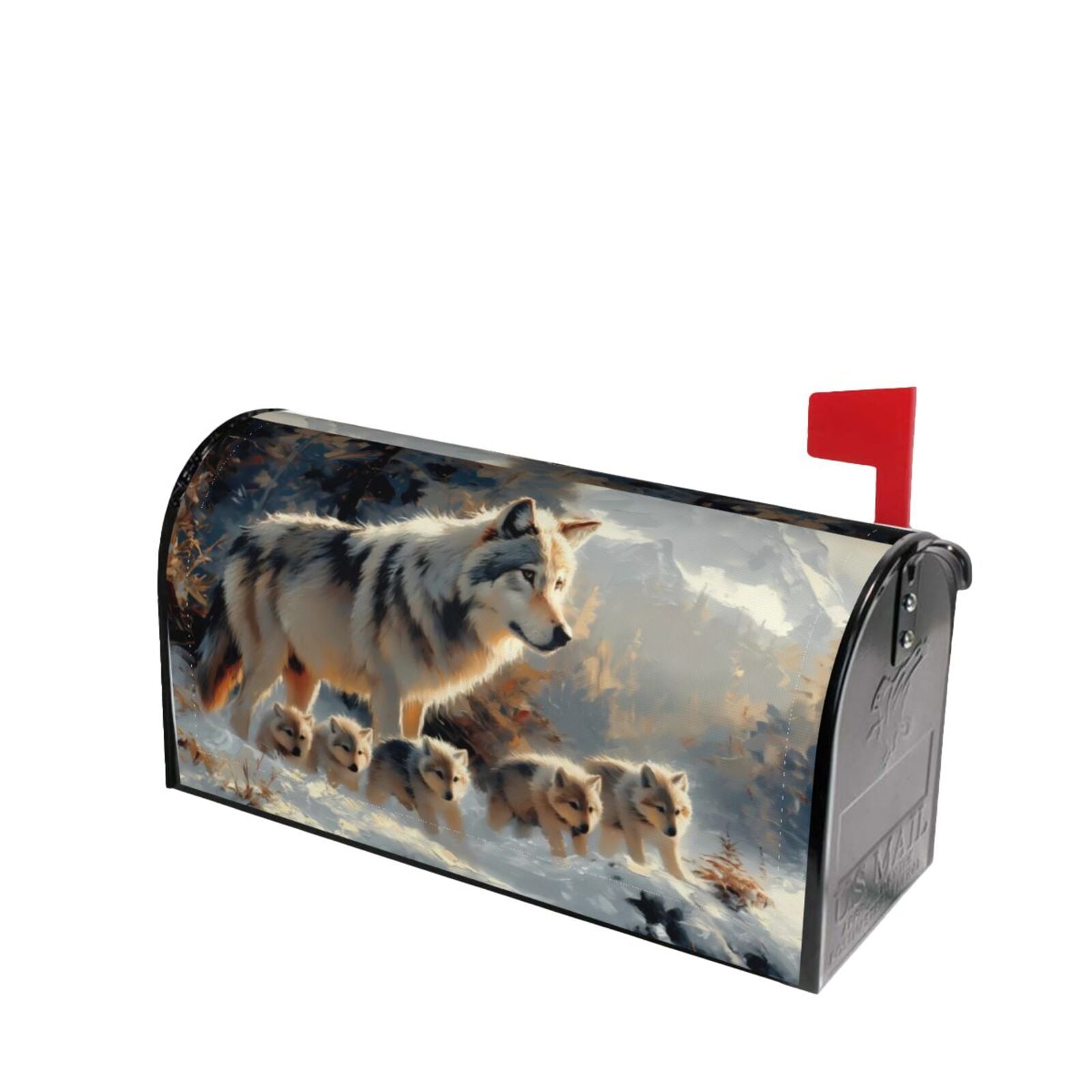 Lsque Wolf Family Winter Wonderland Mailbox Cover Standard Size ...