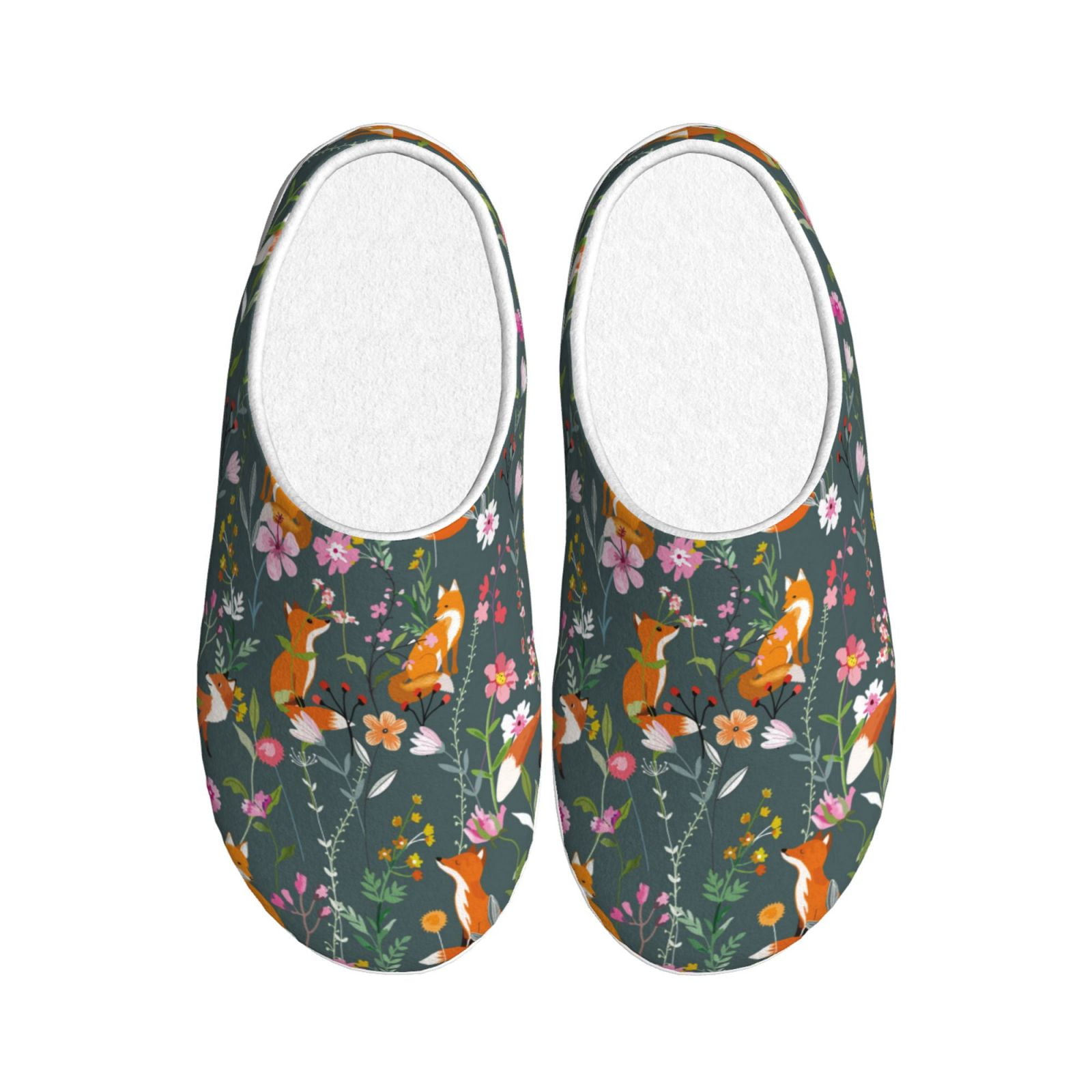 Lsque Wolf Fox In Flower Forest Pattern Womens Comfort Cotton on Scuff ...