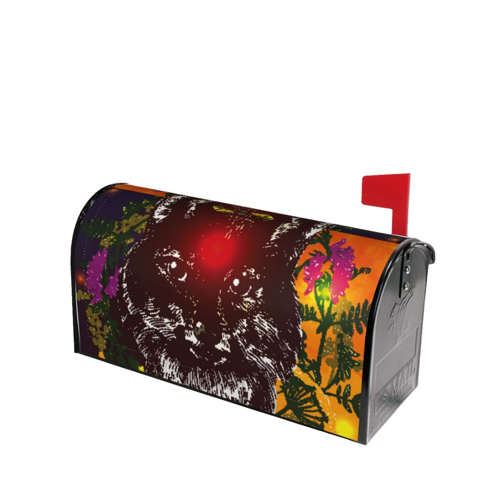 Lsque Wolf With Wildflowers Mailbox Cover Standard Size ,Magnetic ...