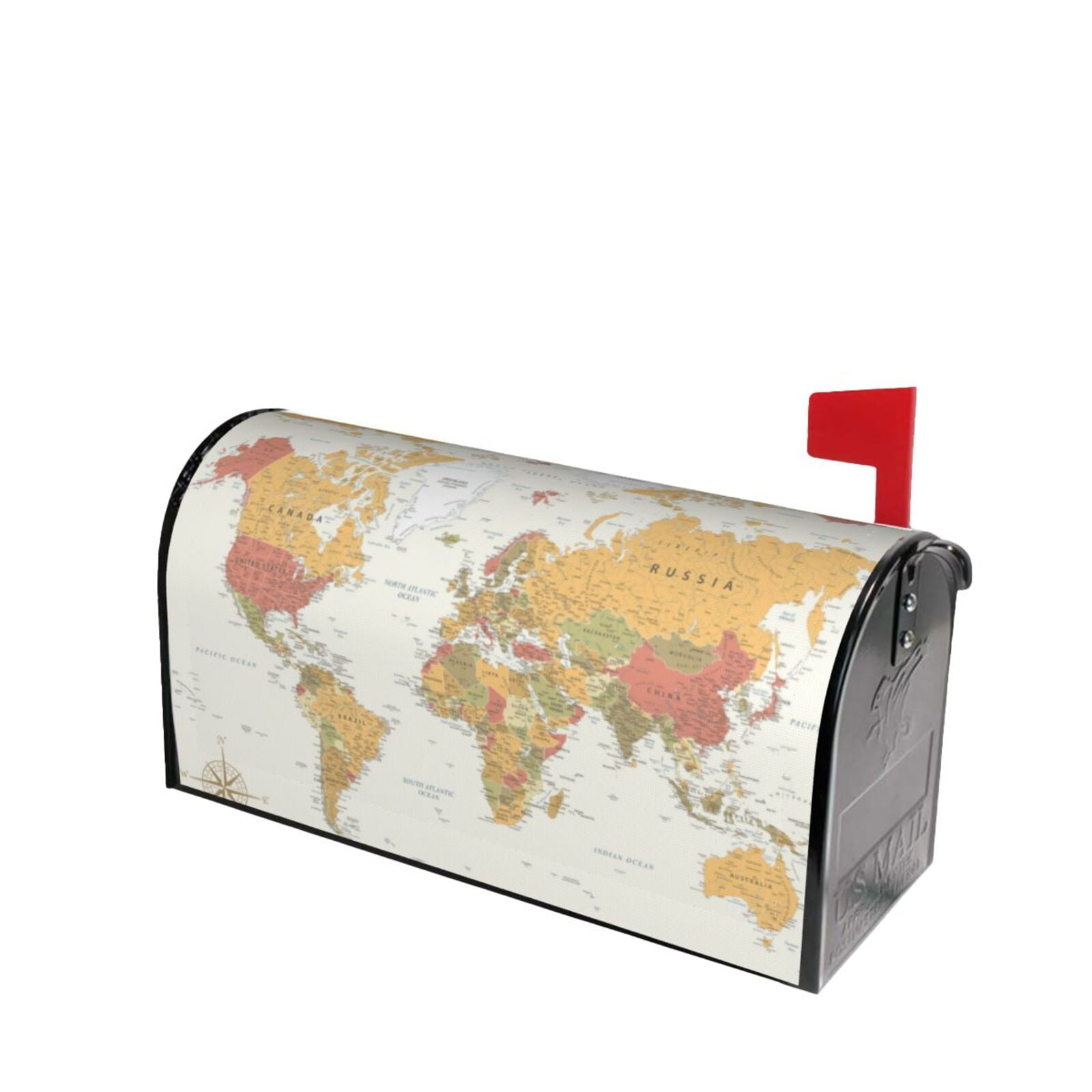 Lsque World Map 1 Mailbox Cover Standard Size ,Magnetic Mailbox Covers ...