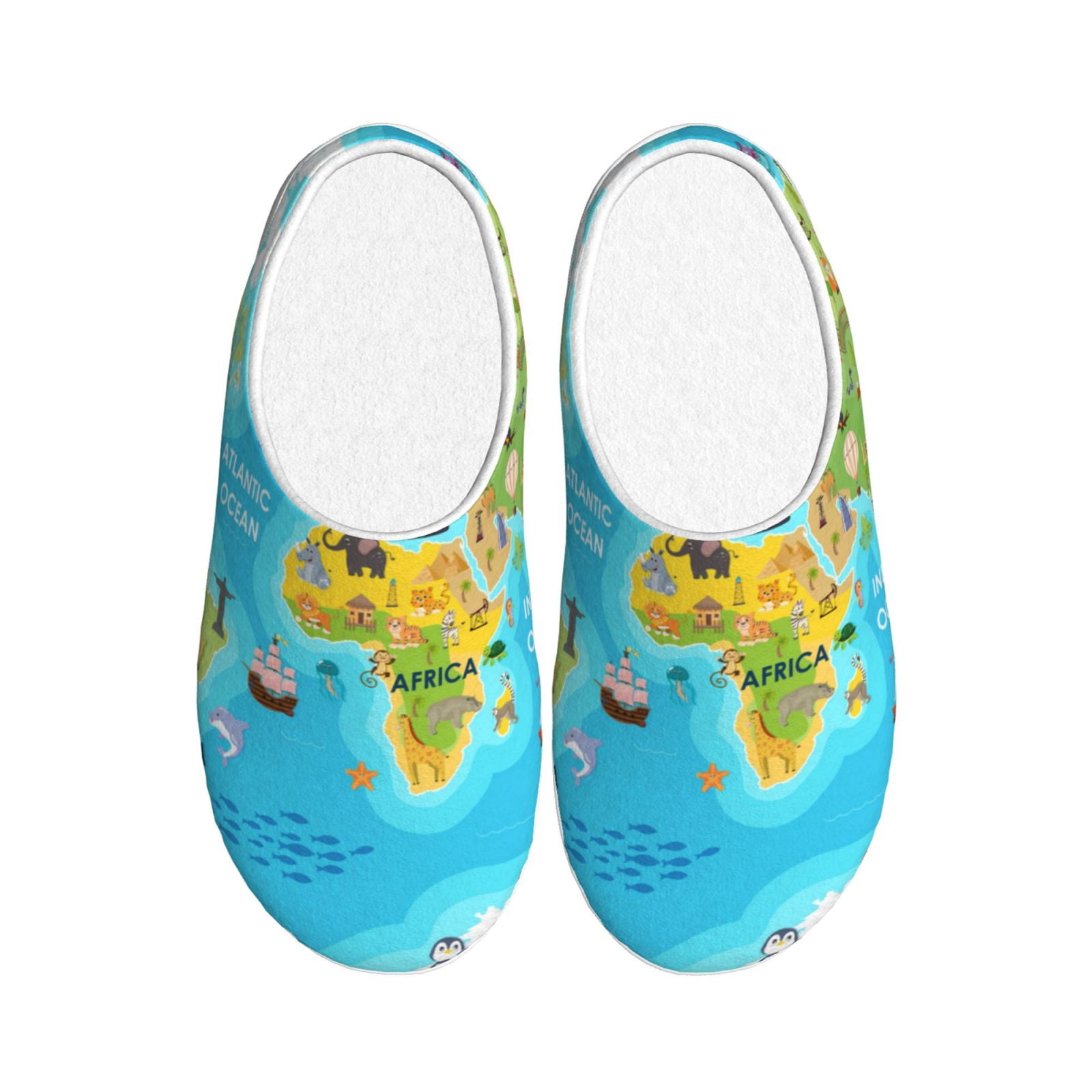 Lsque World Map With Animals Landmarks Pattern Womens Comfort Cotton on ...