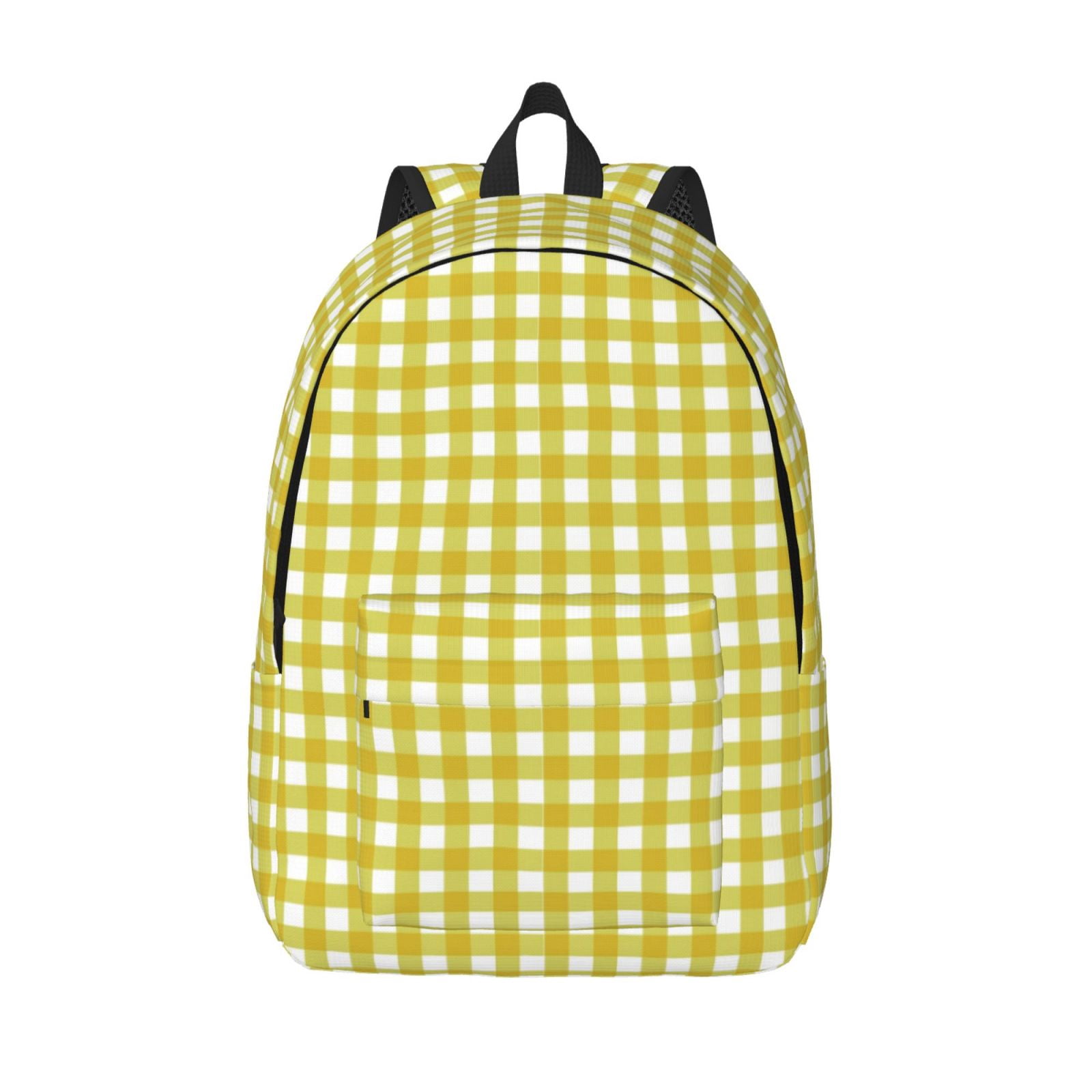 Lsque Yellow Checkboard Pattern Canvas Daypack, Durable Backpack, High ...