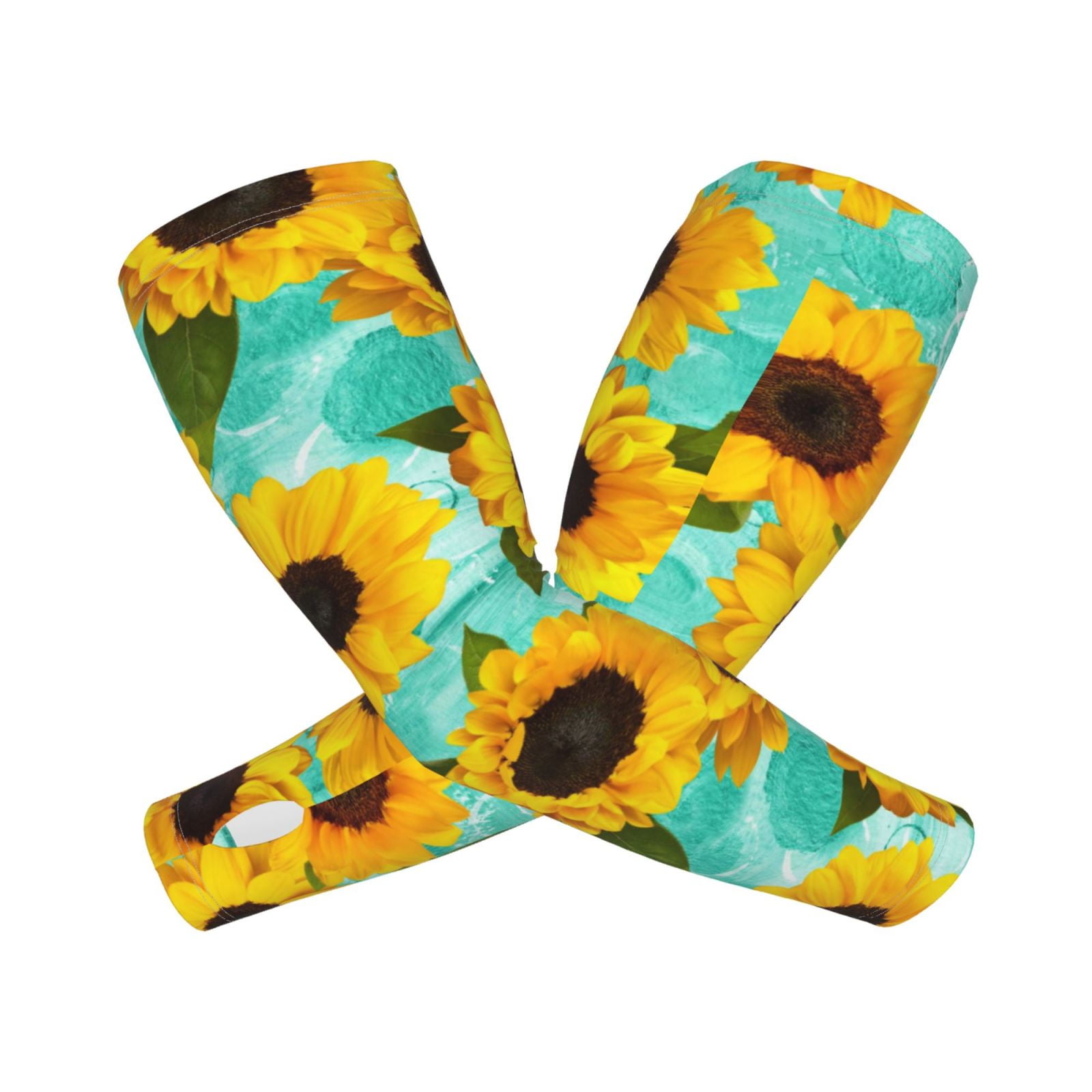 Lsque Yellow Sunflowers With Green Leaves Cooling Arm Sleeves for Men ...