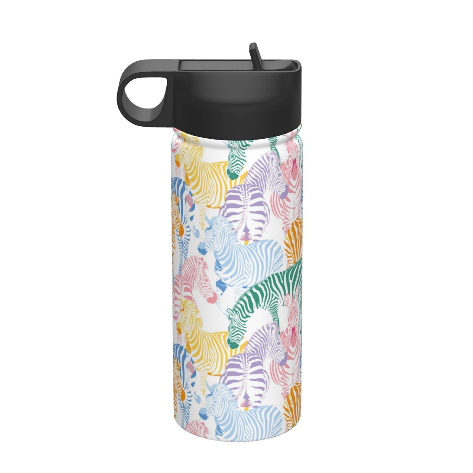 Lsque Zebra Colourful Pattern 18oz Sports Insulated Kettle With Straw ...