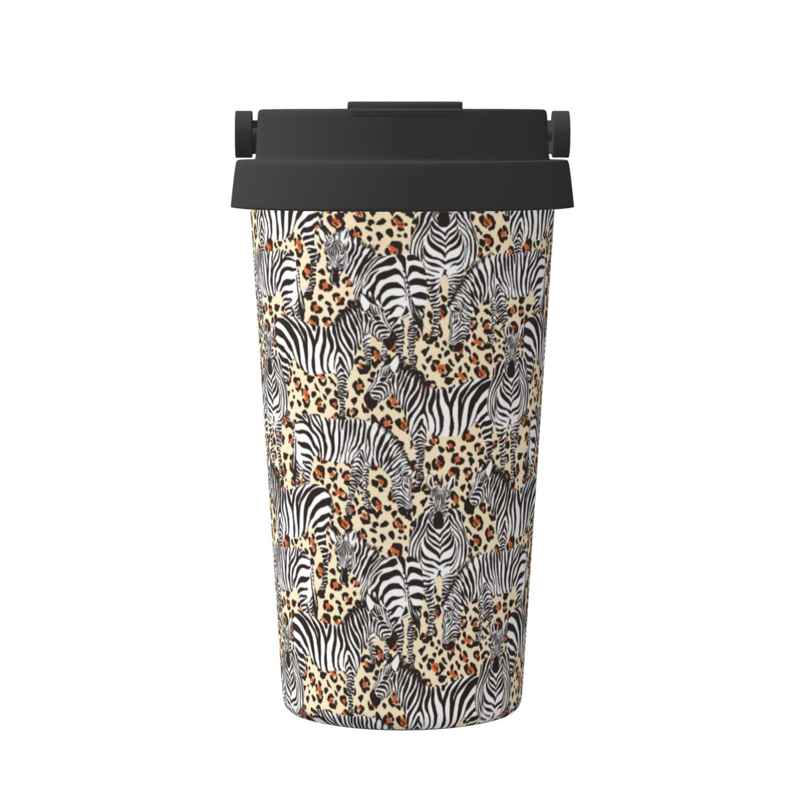 Lsque Zebra Pattern Travel Coffee Mug 16oz: Insulated Coffee Cup with ...