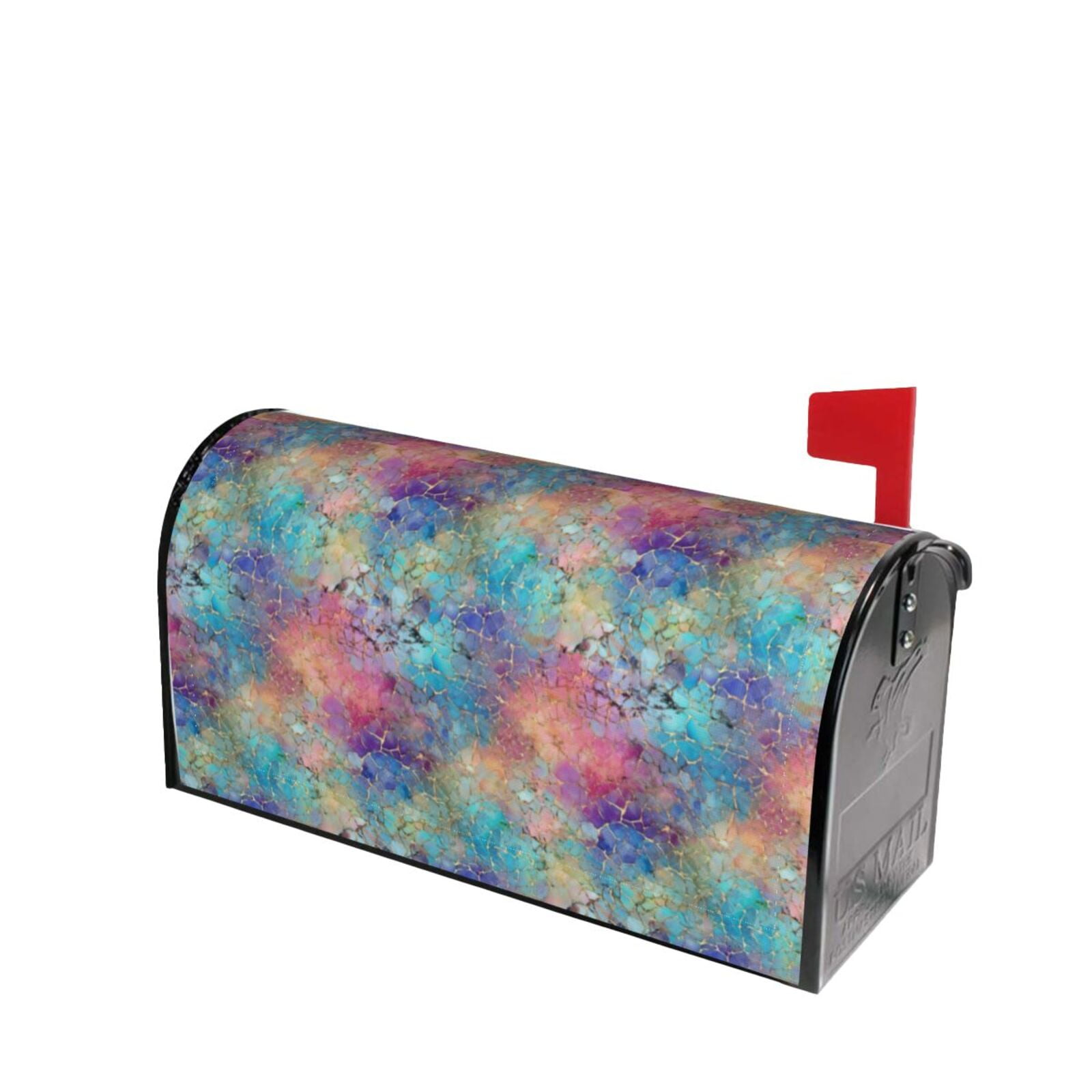 Lsque blue pink colorful cracked texture Mailbox Cover Standard Size ...