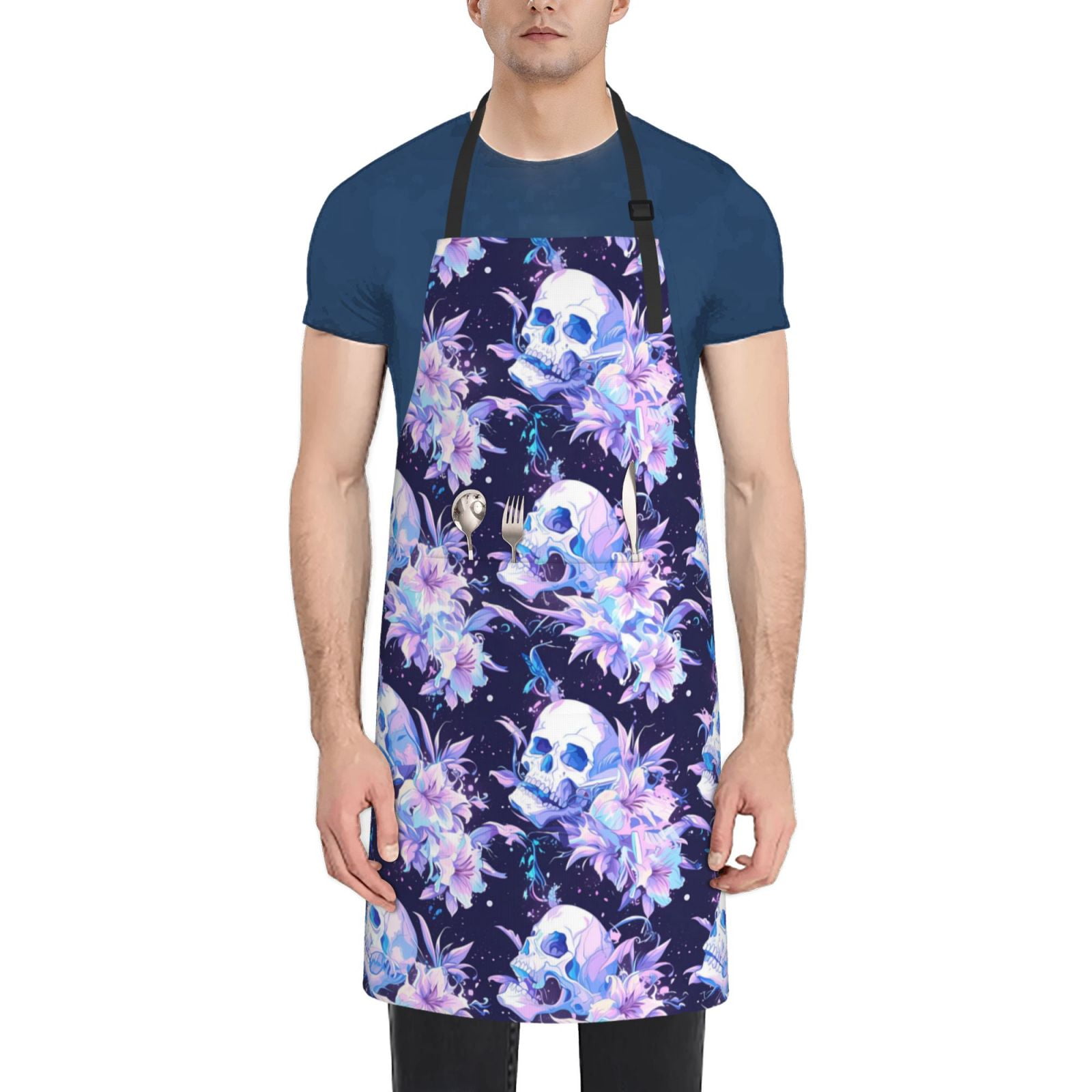Lsque blue starry sky Skull flower Waterproof Apron Chef Aprons for Men ...