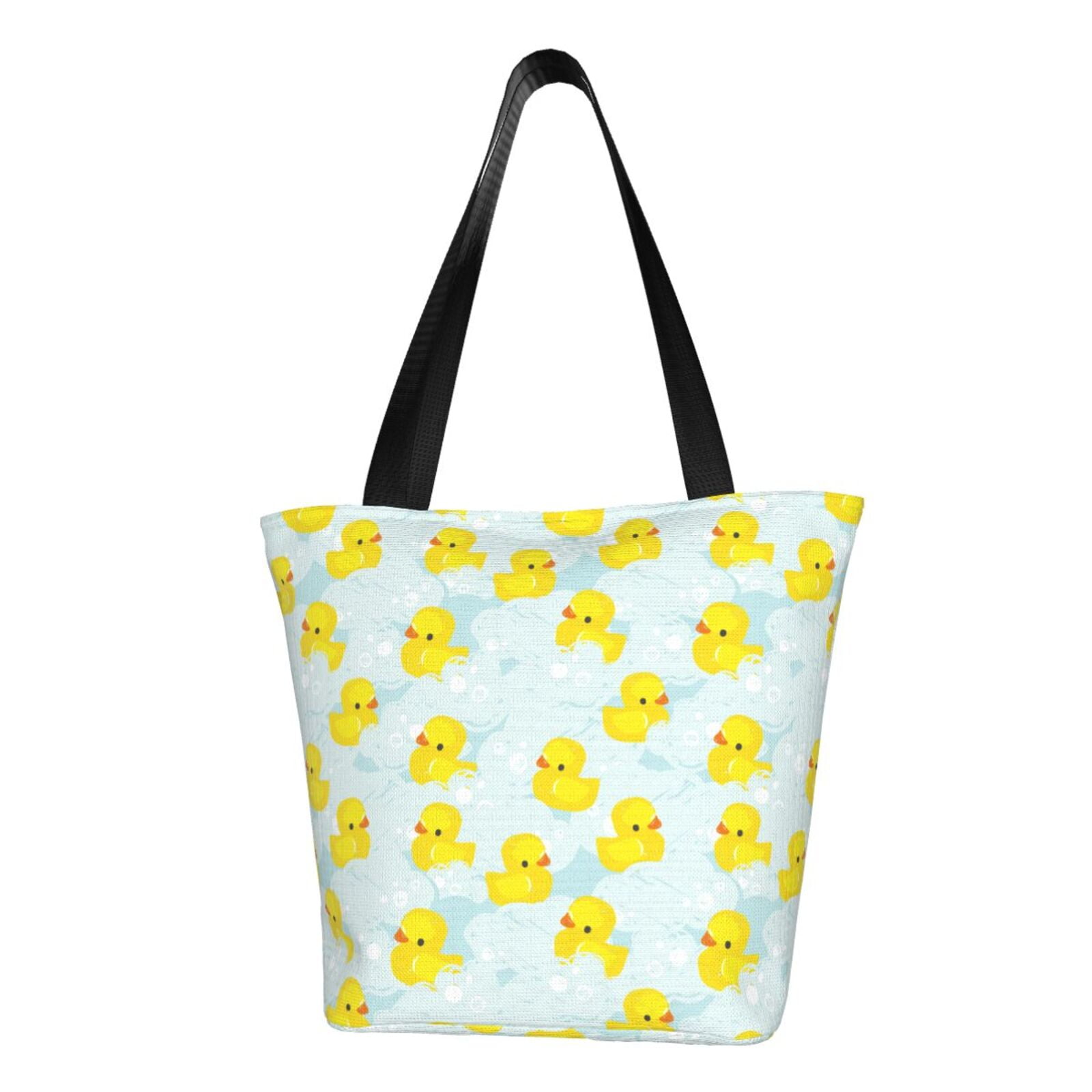 Lsque cute rubber duck Pattern Beach Tote,Shoulder Handbag,Spacious ...